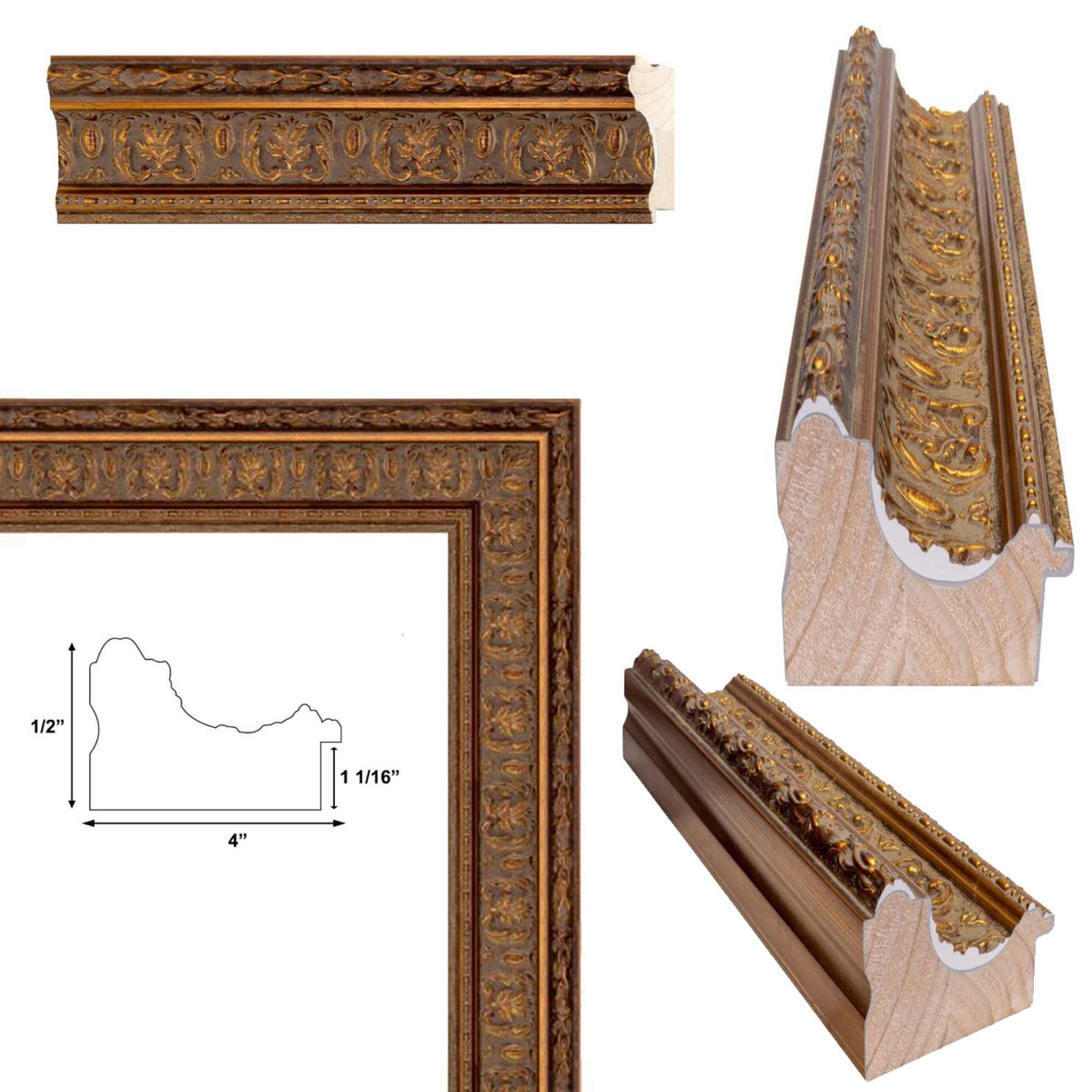 Wide Traditional Italian Carved Ornate Gold Leaf Picture Frame 30x36 ...