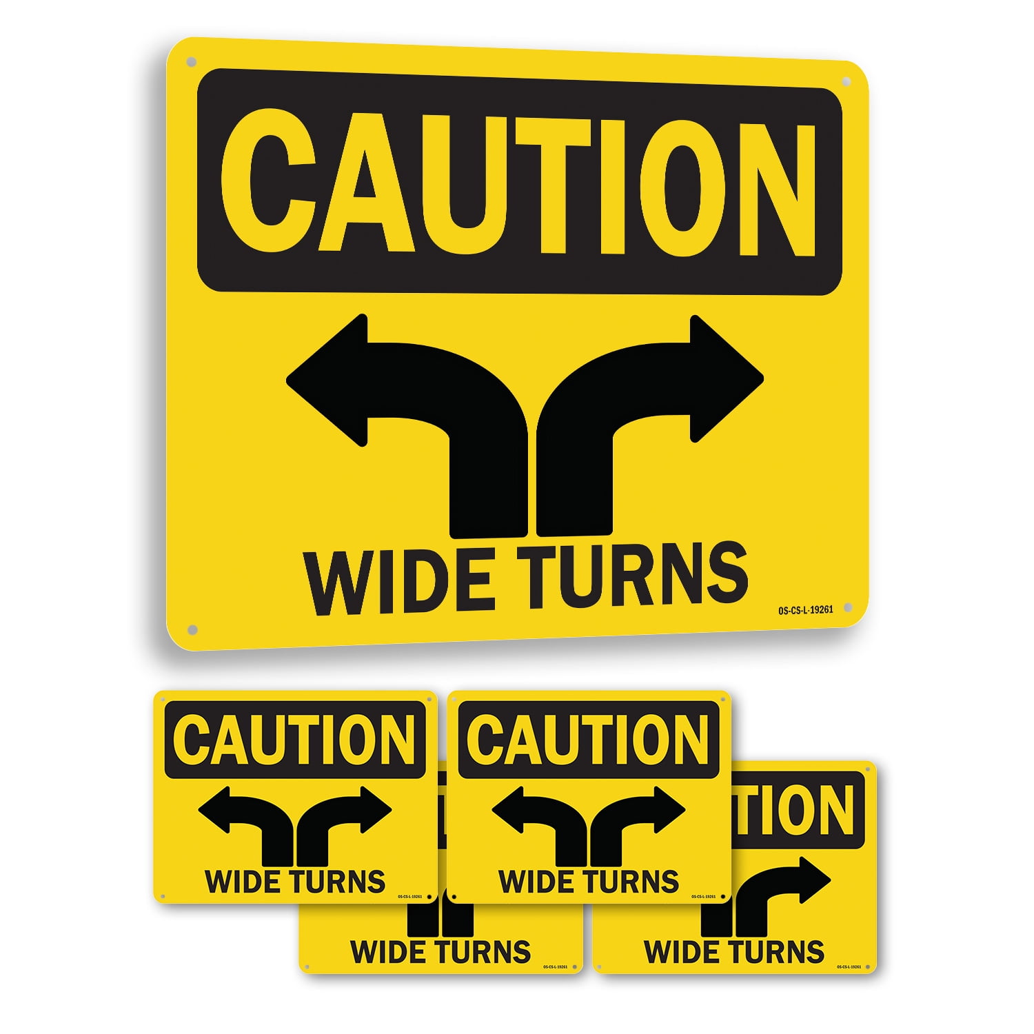Wide Turns OSHA Caution Aluminum Sign 10 Inch x 7 Inch - 5 Pack ...