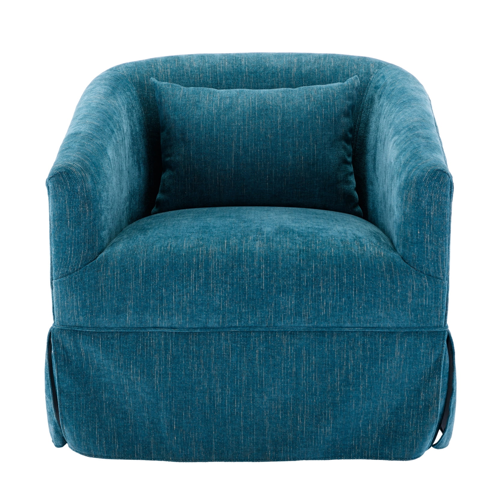 Wide Upholstered Swivel Accent Chair with Curved Backrest and Armrest ...