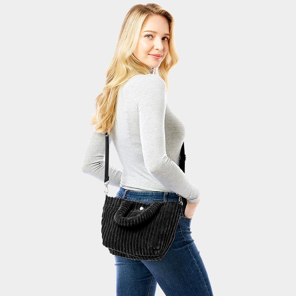 Wide Wale Corduroy Tote / Crossbody Bag - Walmart.com