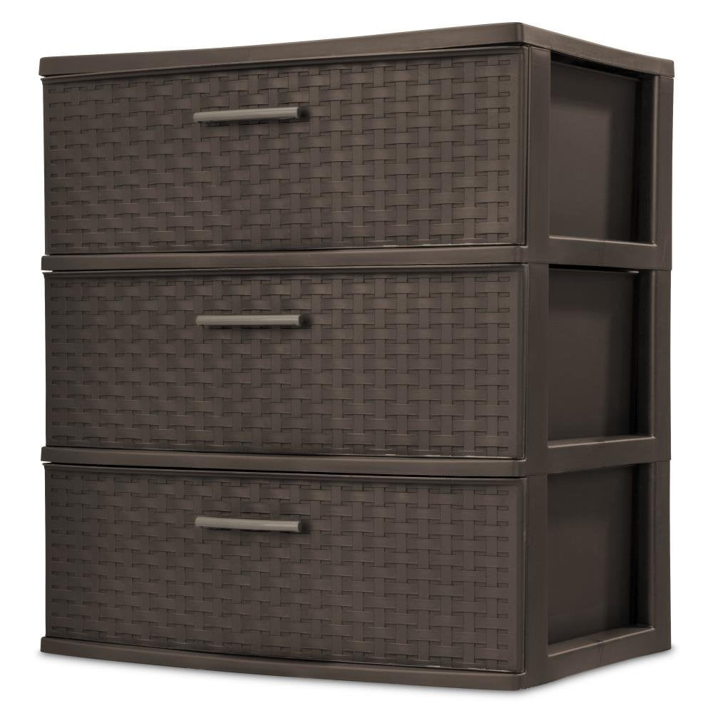 Wide Weave Tower Espresso 4 Drawer Side Table, Multi-Purpose Storage ...