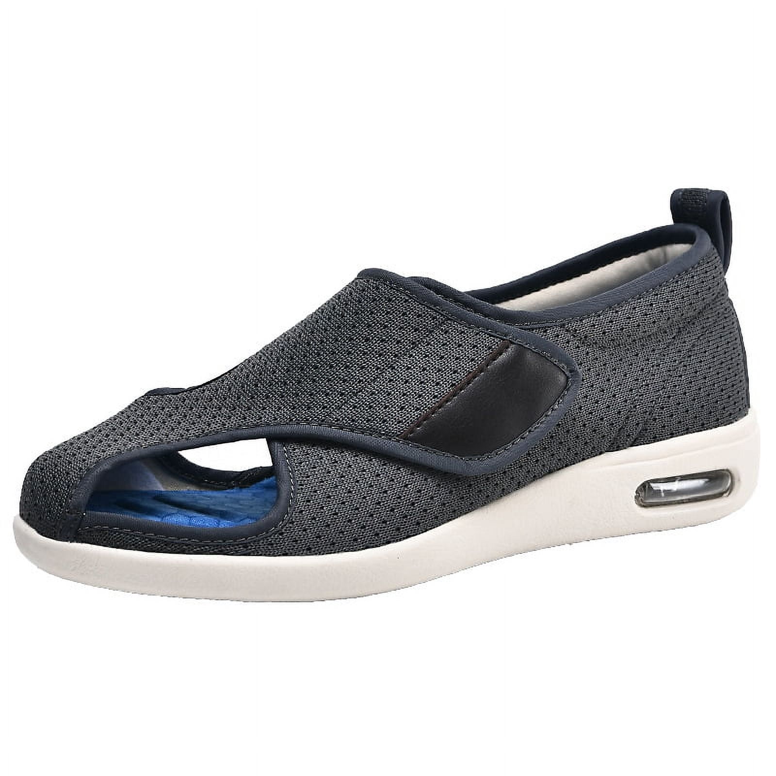 Wide Width Elderly Shoes, Adjustable Hook and Loop Closure Anti-Slip ...