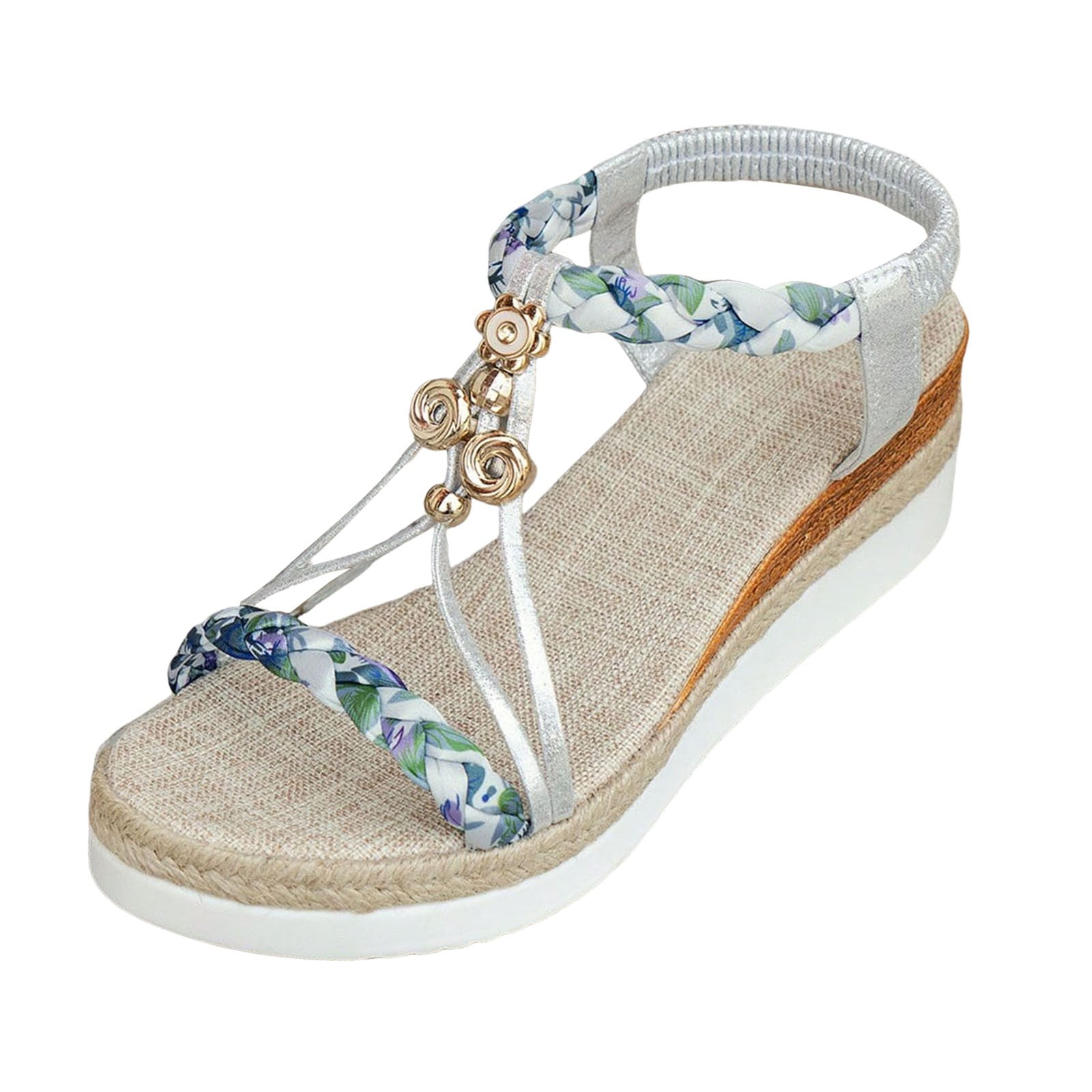 Wide Width Wedge Sandals Women Low Heel Platform Bohemian Summer Beach ...