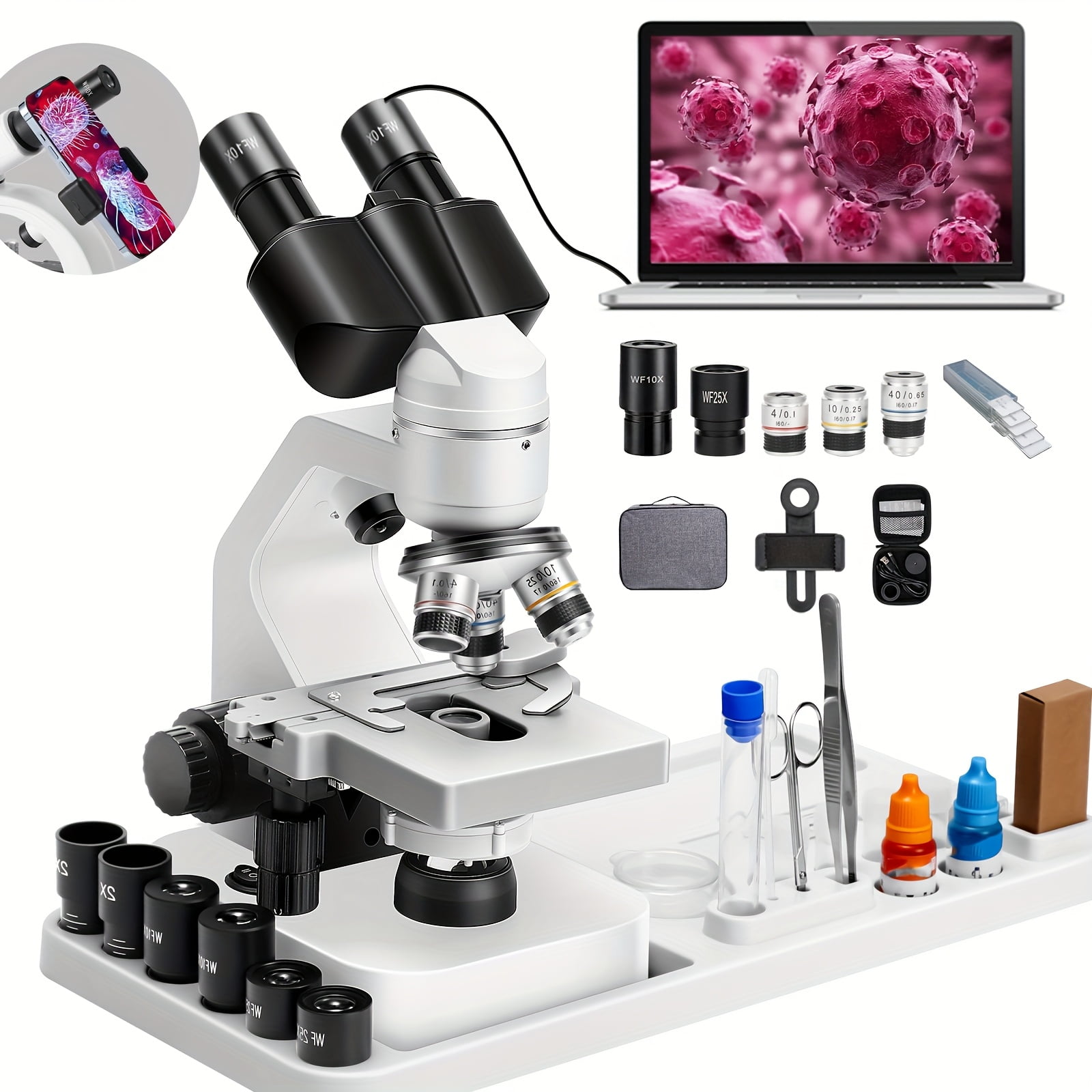 Wide-angle Eyepiece Of Binocular Microscope 10X, 25X, Upper And Lower ...