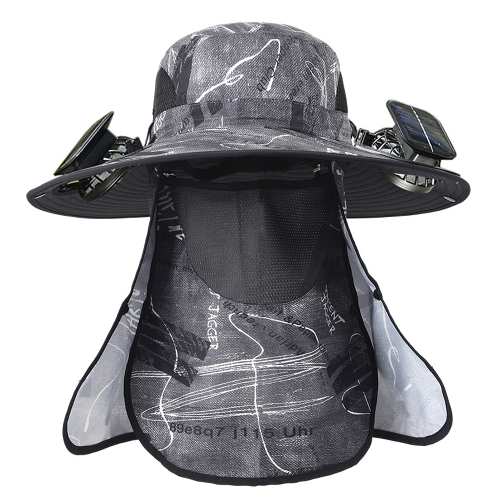 Wide-brimmed Hat with Fan Wide Brim Solar Fan Hat with Dual Fans Uv ...