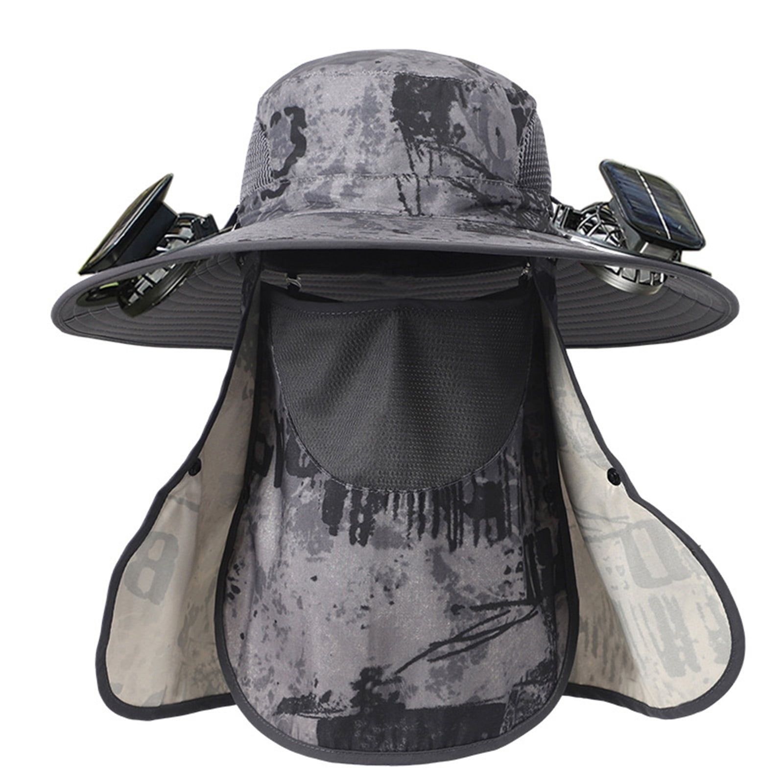 Wide-brimmed Hat with Fan Wide Brim Solar Fan Hat with Dual Fans Uv ...