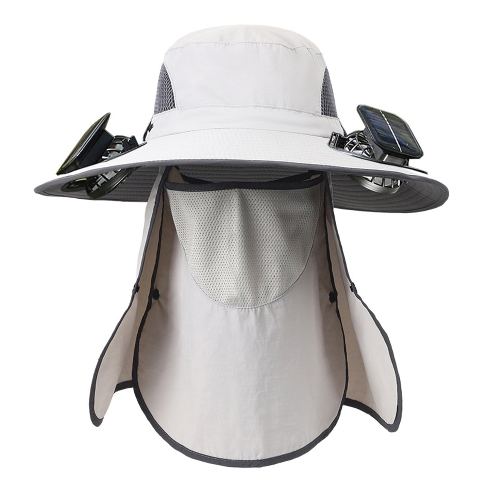 Wide-brimmed Hat with Fan Wide Brim Solar Fan Hat with Dual Fans Uv ...