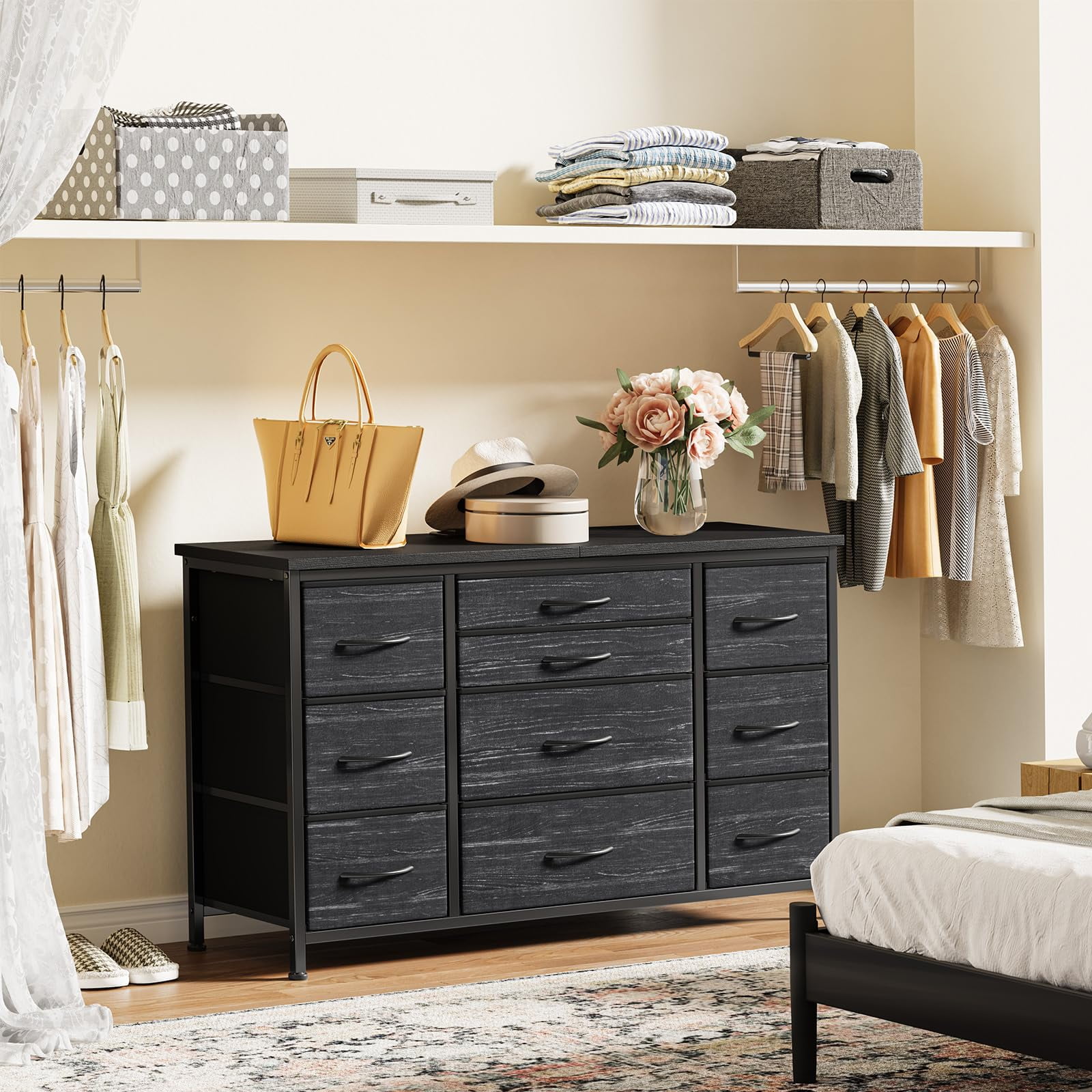 Wide chest of drawers with 10 large drawers 55 inch TV Stand with Wood ...