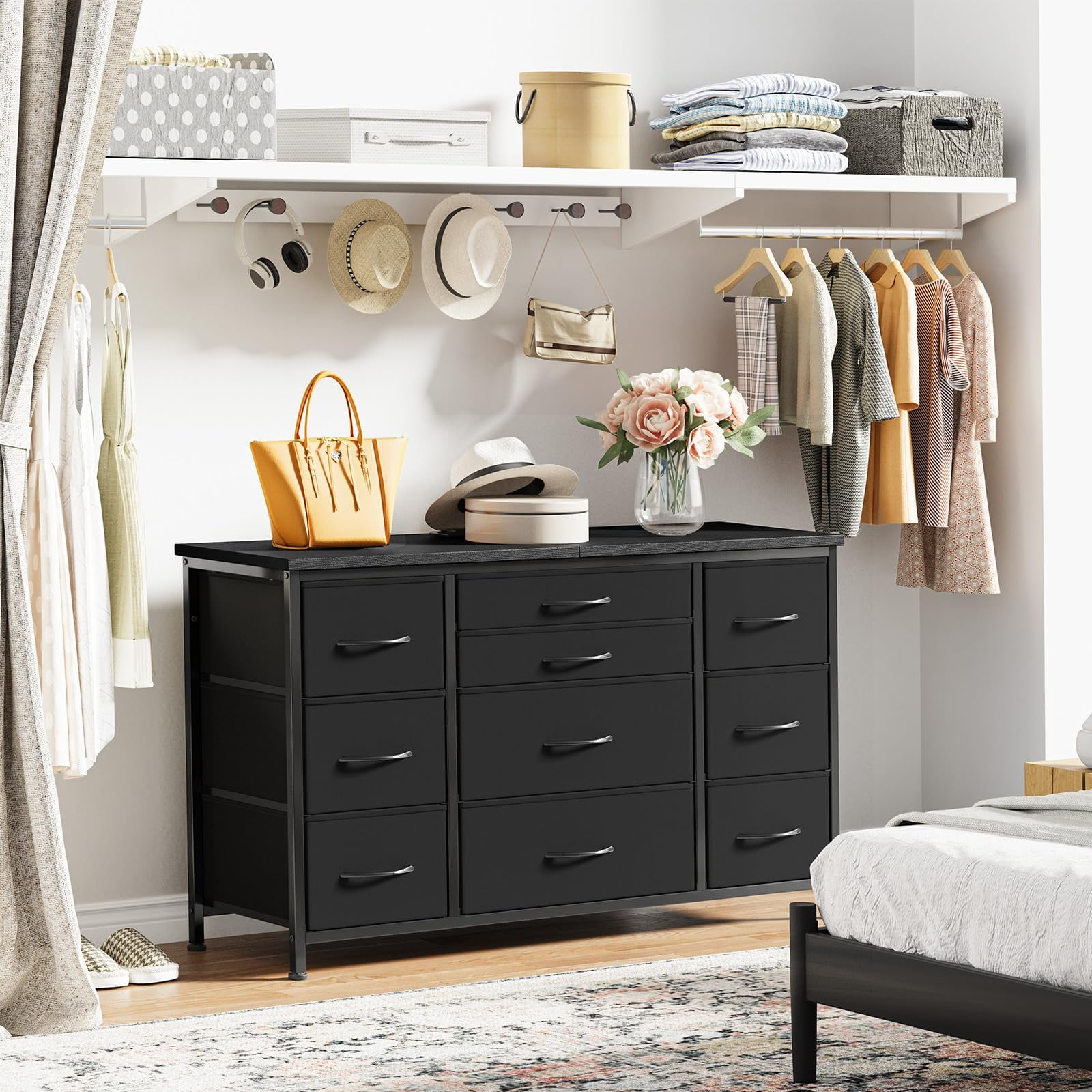 Wide chest of drawers with 10 large drawers 55 inch TV Stand with Wood ...