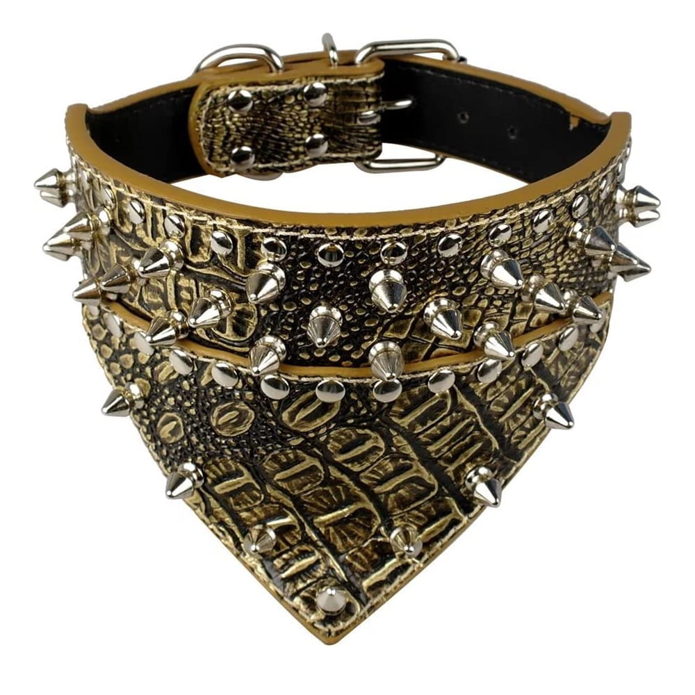 Wide scarf with spikes and rivet leather dog collar for medium and ...
