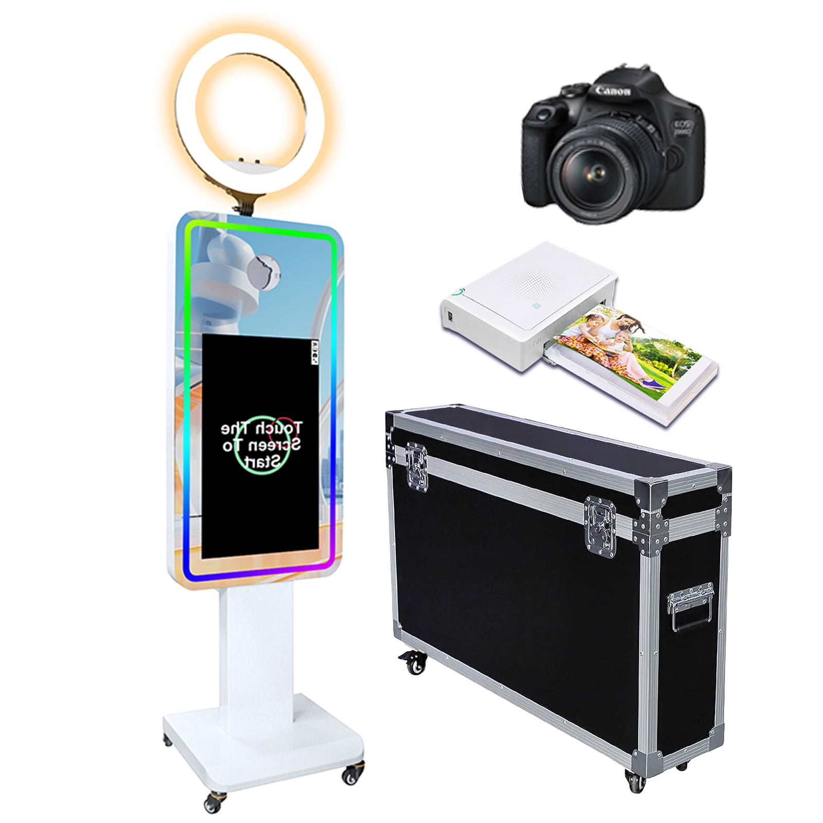 WideMeet 21.5inch Touch Screen Mirror Photo Booth Machine with Flight ...
