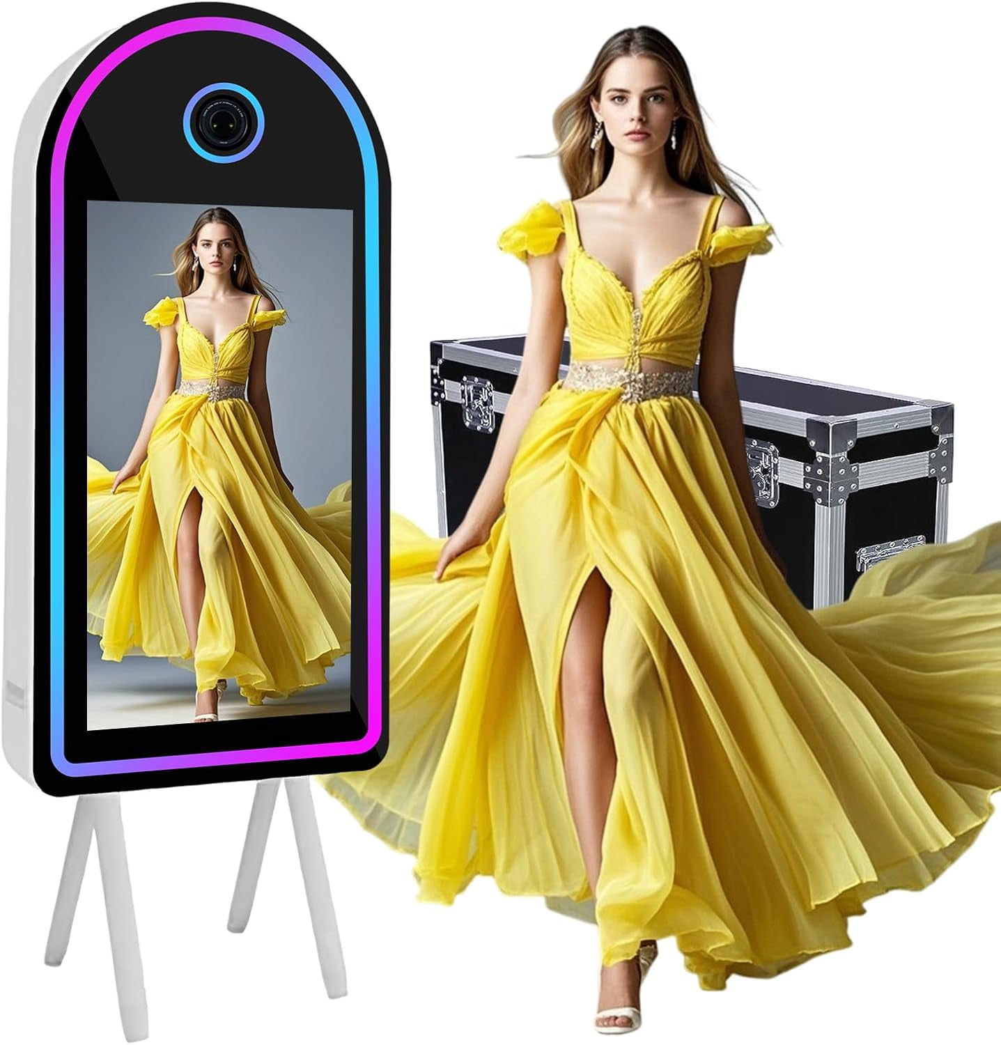 WideMeet Magic Mirror Selfie Photobooth 32inch Touch Screen with LED Frame for Party Wedding ...