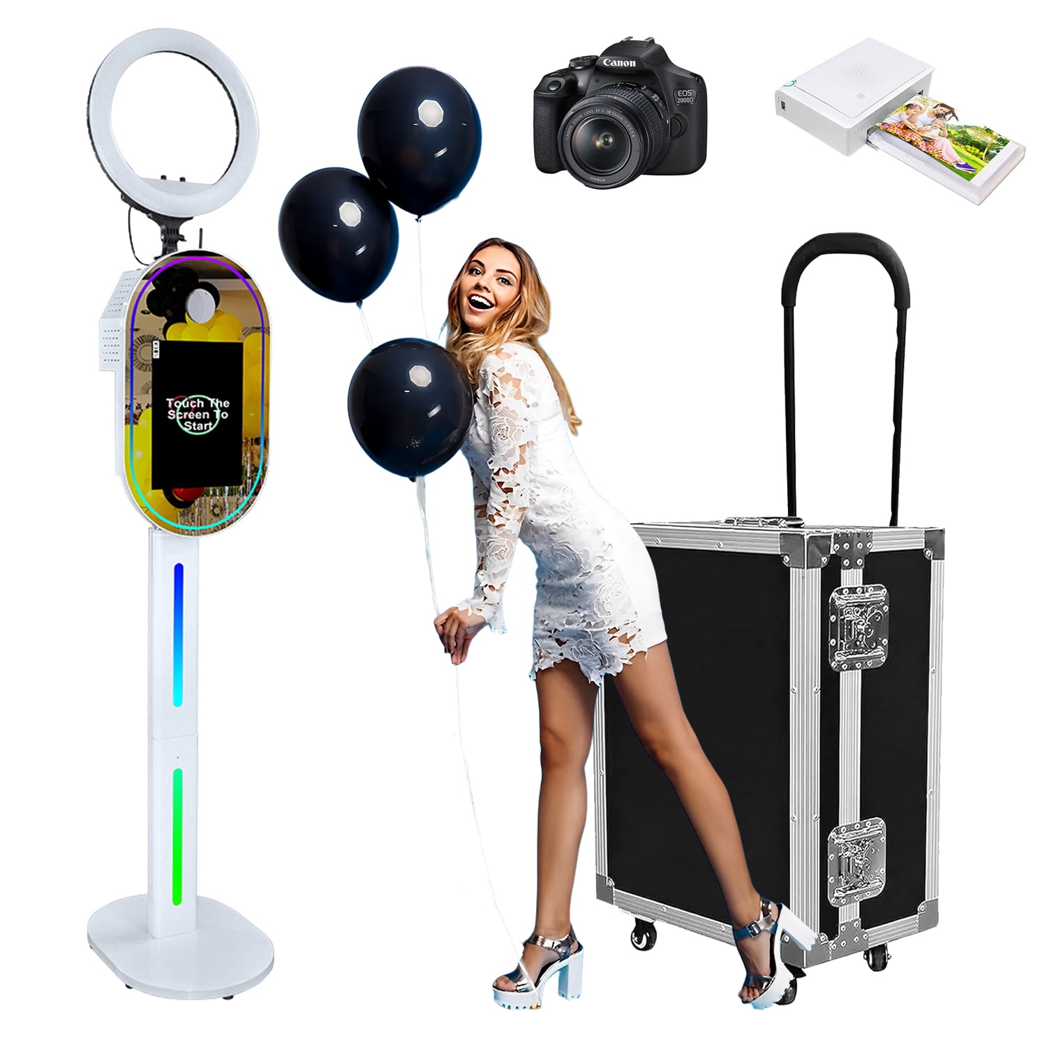 WideMeet Portable Mirror Photobooth with 15.6inch Touch Screen Selfie ...