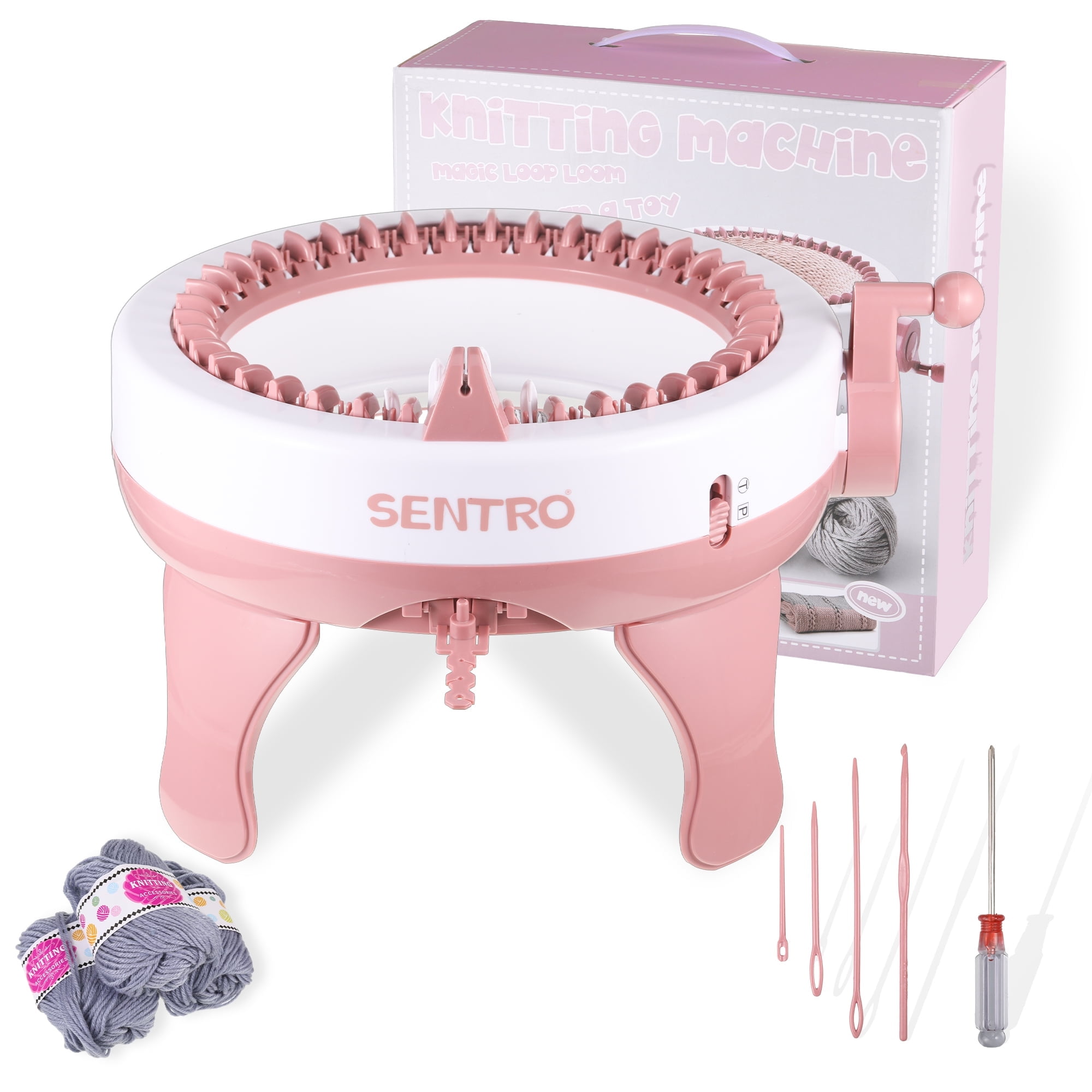 Widealiff 40 Needles Hand Crank Knitting Machine, DIY Weaving Kit for ...