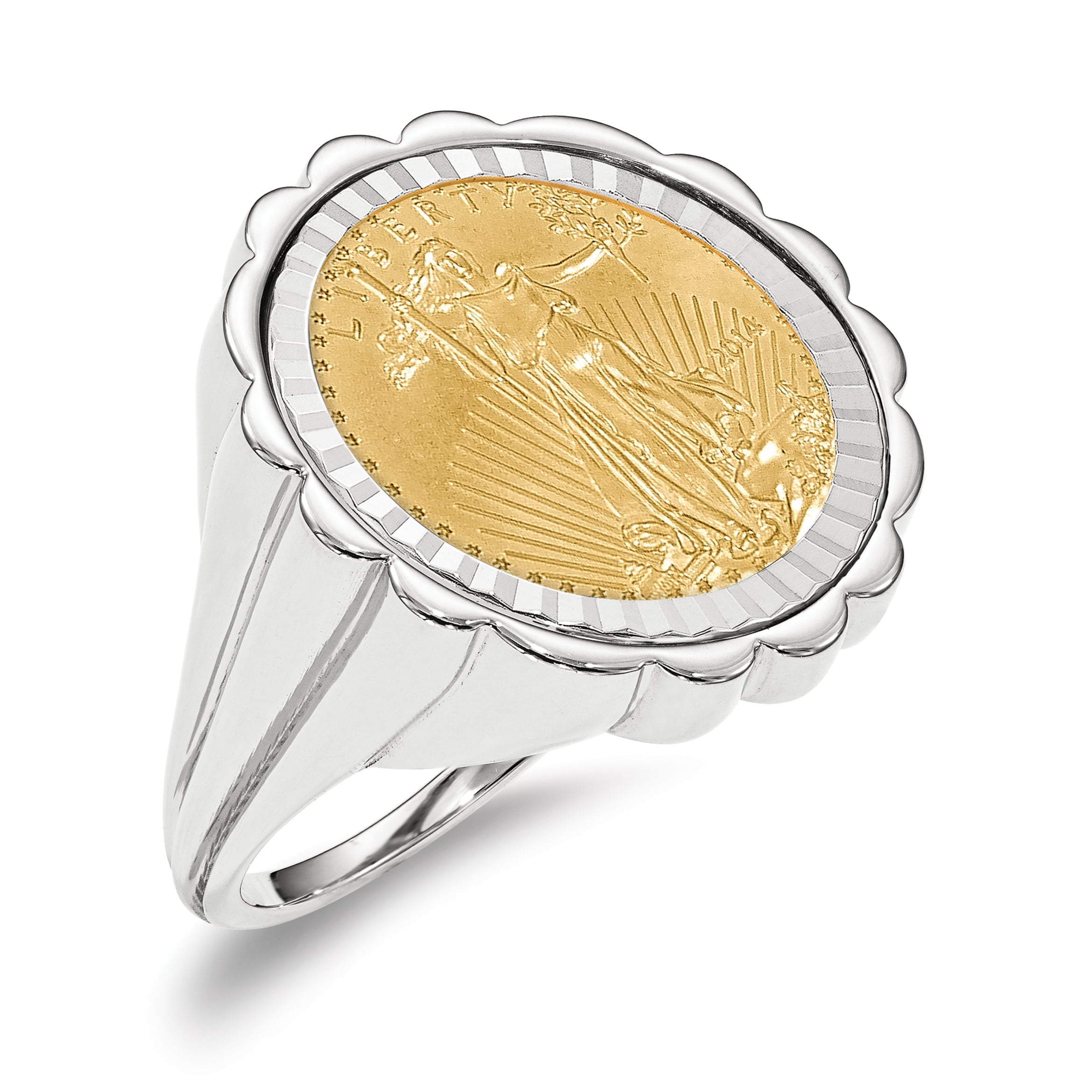 Wideband Distinguished Coin Jewelry 14k White Gold Ladies' Polished and ...