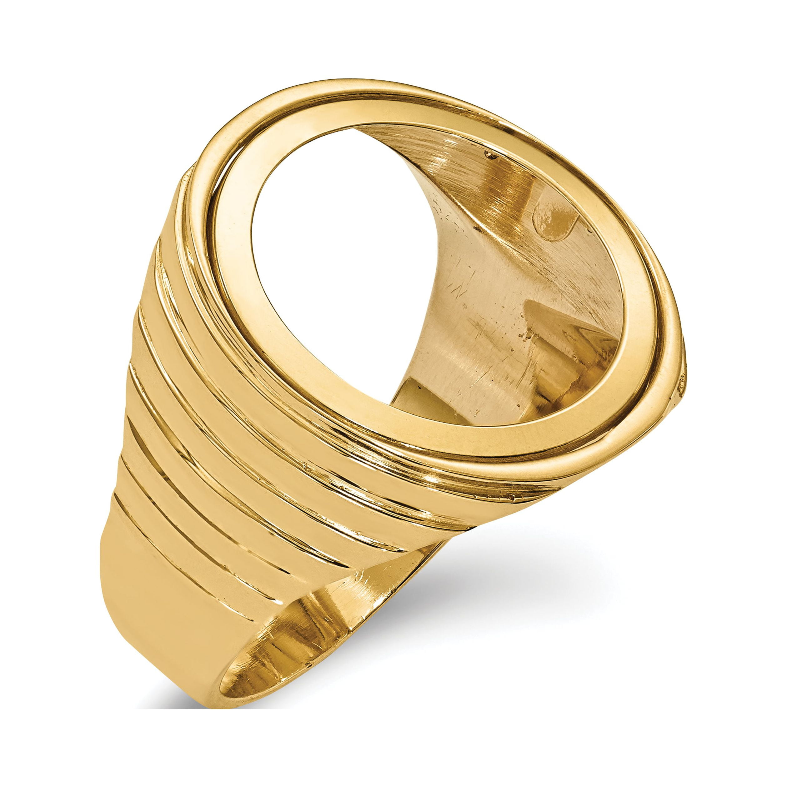 Wideband Distinguished Coin Jewelry 14k Yellow Gold Men Ribbed Edge 16 ...