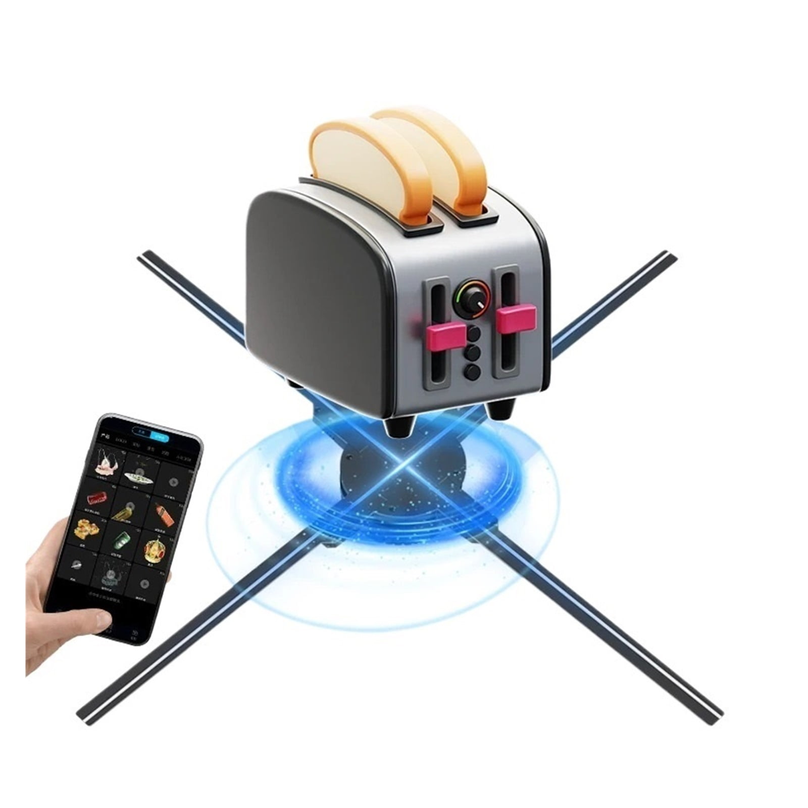 Widely application 3d fan Mobile app control 60cm 4 blades 3d hologram ...