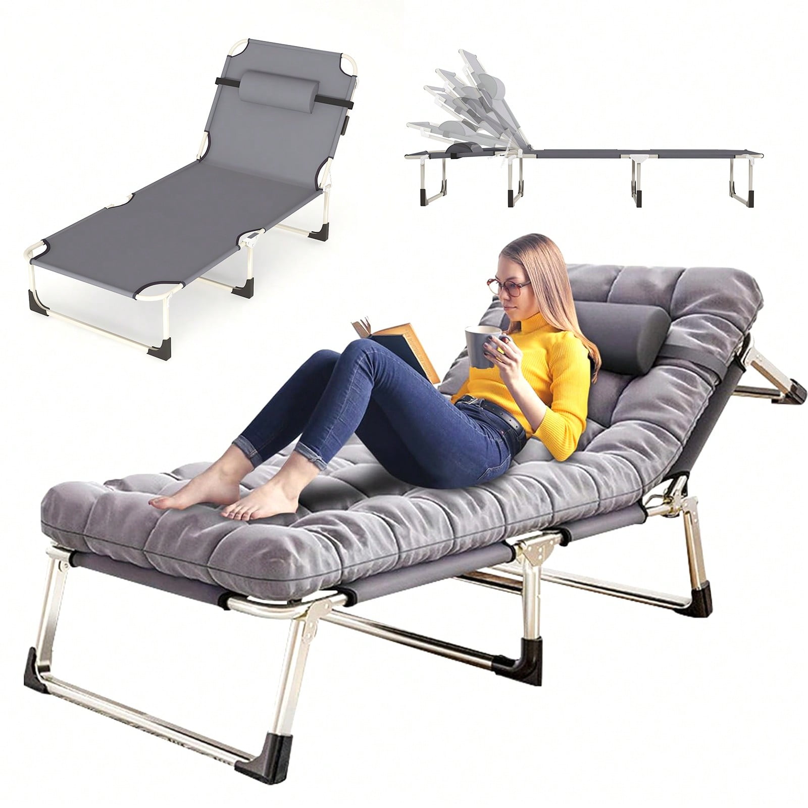 Widen Reclining Folding Chaise Lounge Chair with Outdoor Mattress ...