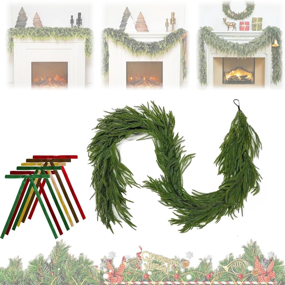 Wideous 2025 Christmas Artificial Cypress Leaf Vine Wreath, Artificial ...