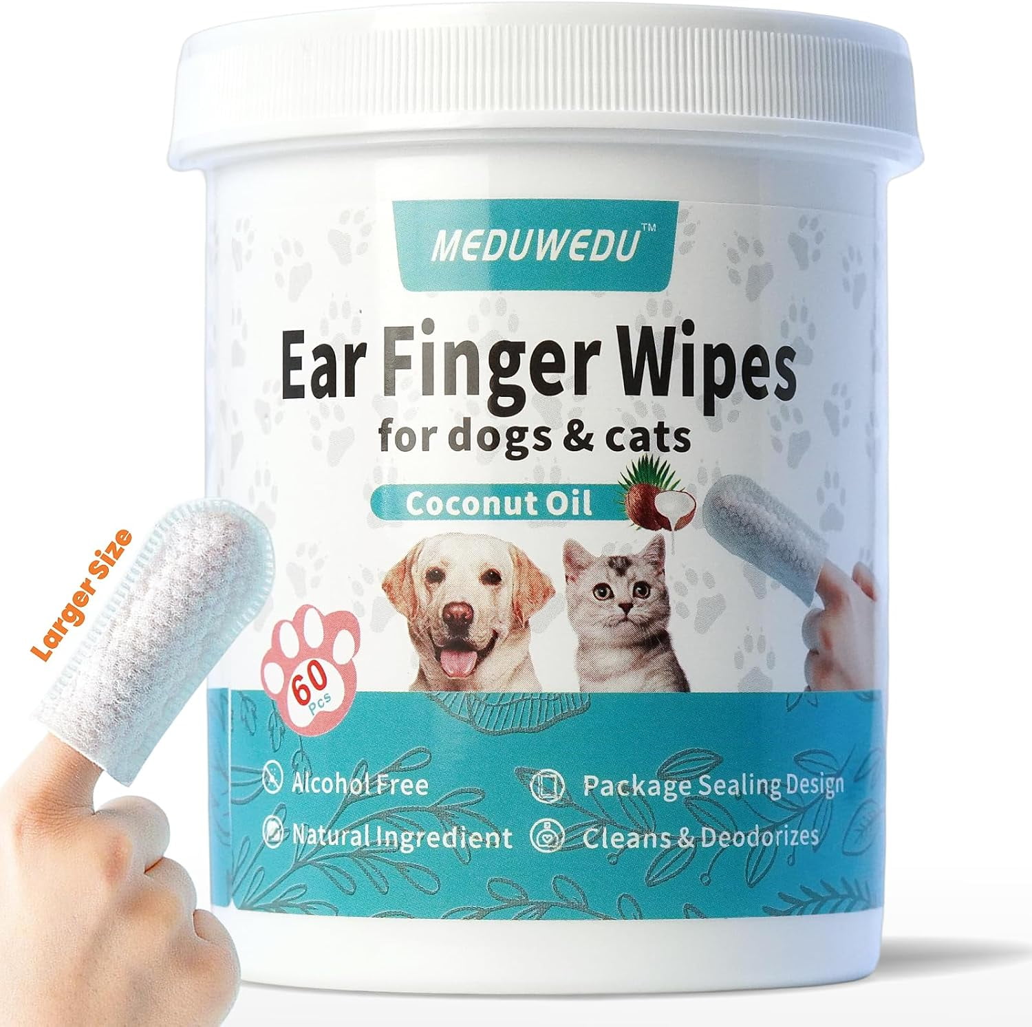 Wider Ear Cleaner Finger Wipes 60 Counts, Dog Ear Cleaner, Grooming Kit ...