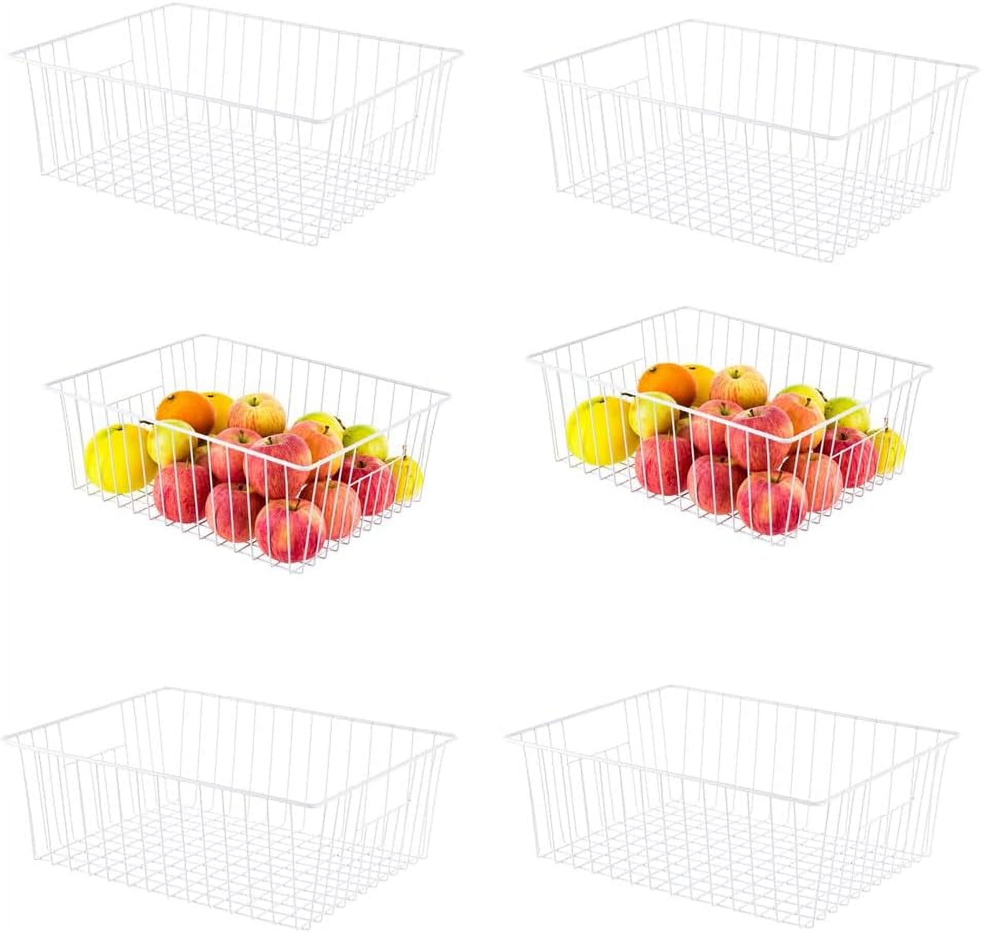 Wider Freezer Storage Organizer Baskets Container, Deep Metal Wire ...