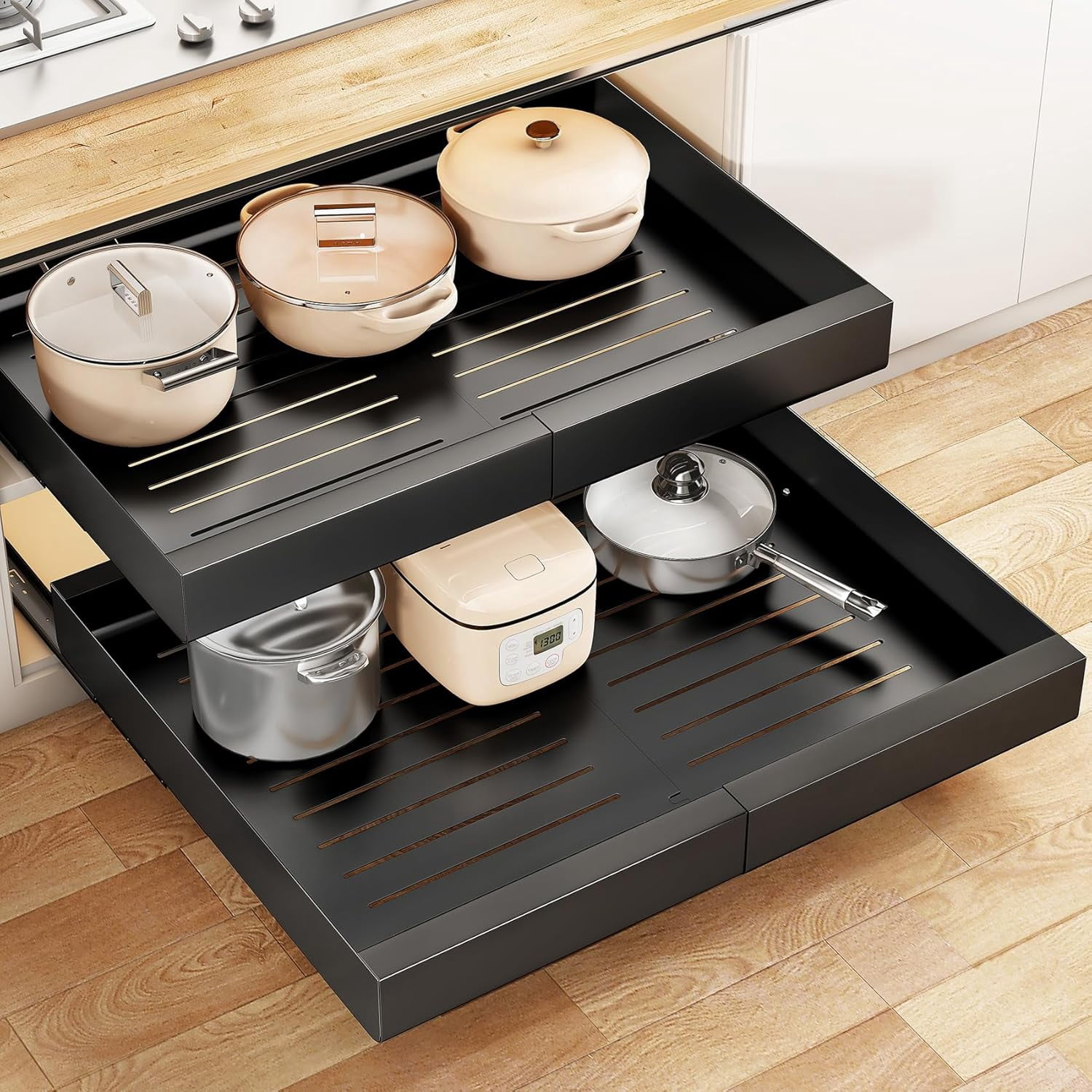 Wider Pull out Cabinet Organizer, Expandable(13.6