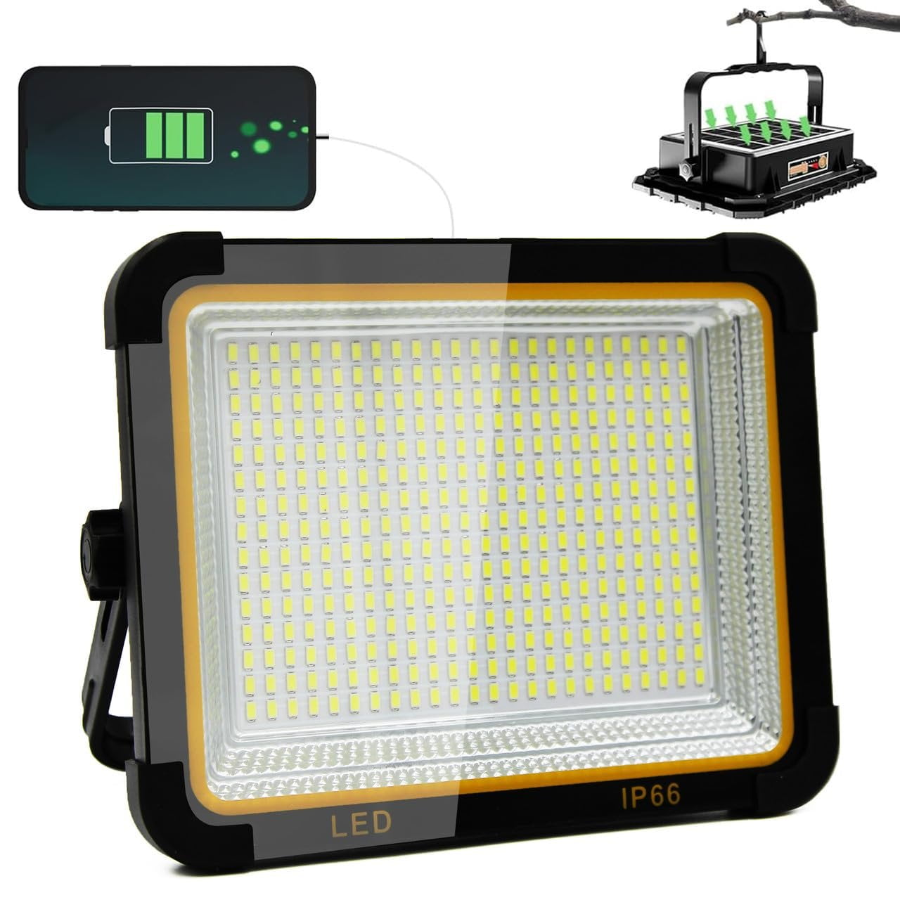 Wideskall 100W Portable Rechargable Solar Panel LED Work Light with 3 ...