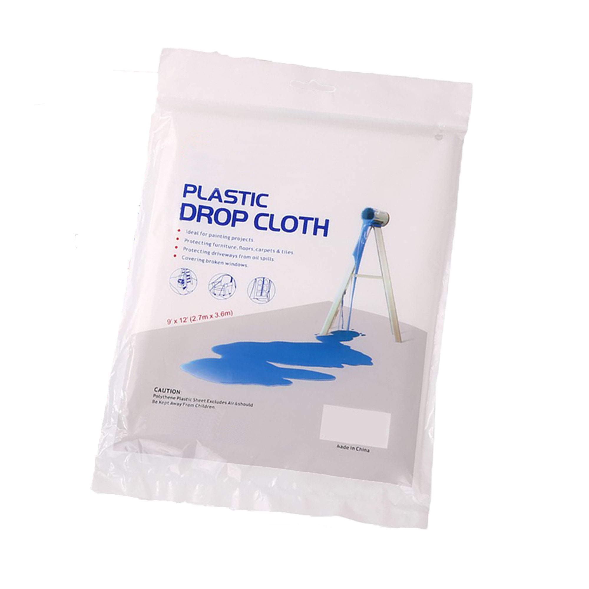 Wideskall 12' x 9' Feet All Purpose Clear Plastic Drop Cloth .28 mil ...