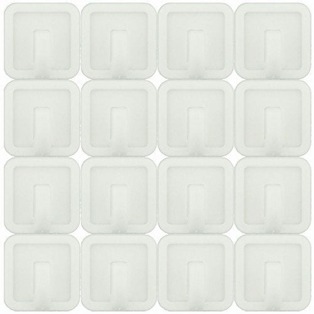 Wideskall 16 Pcs White Self Adhesive Plastic Square Hook Small Wall ...