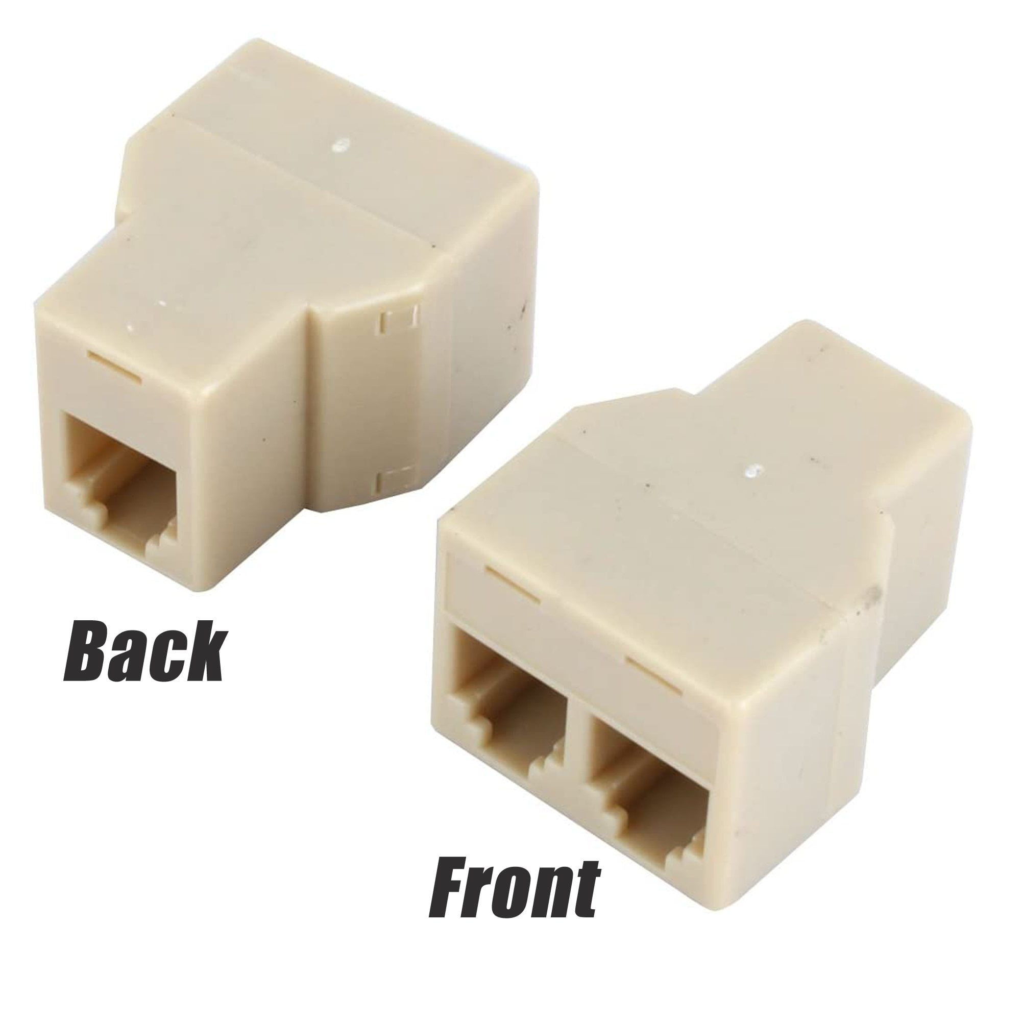 Wideskall 2-Pack 2 Way RJ-11 Telephone Jack 4 Conductor 6P4C Splitter ...
