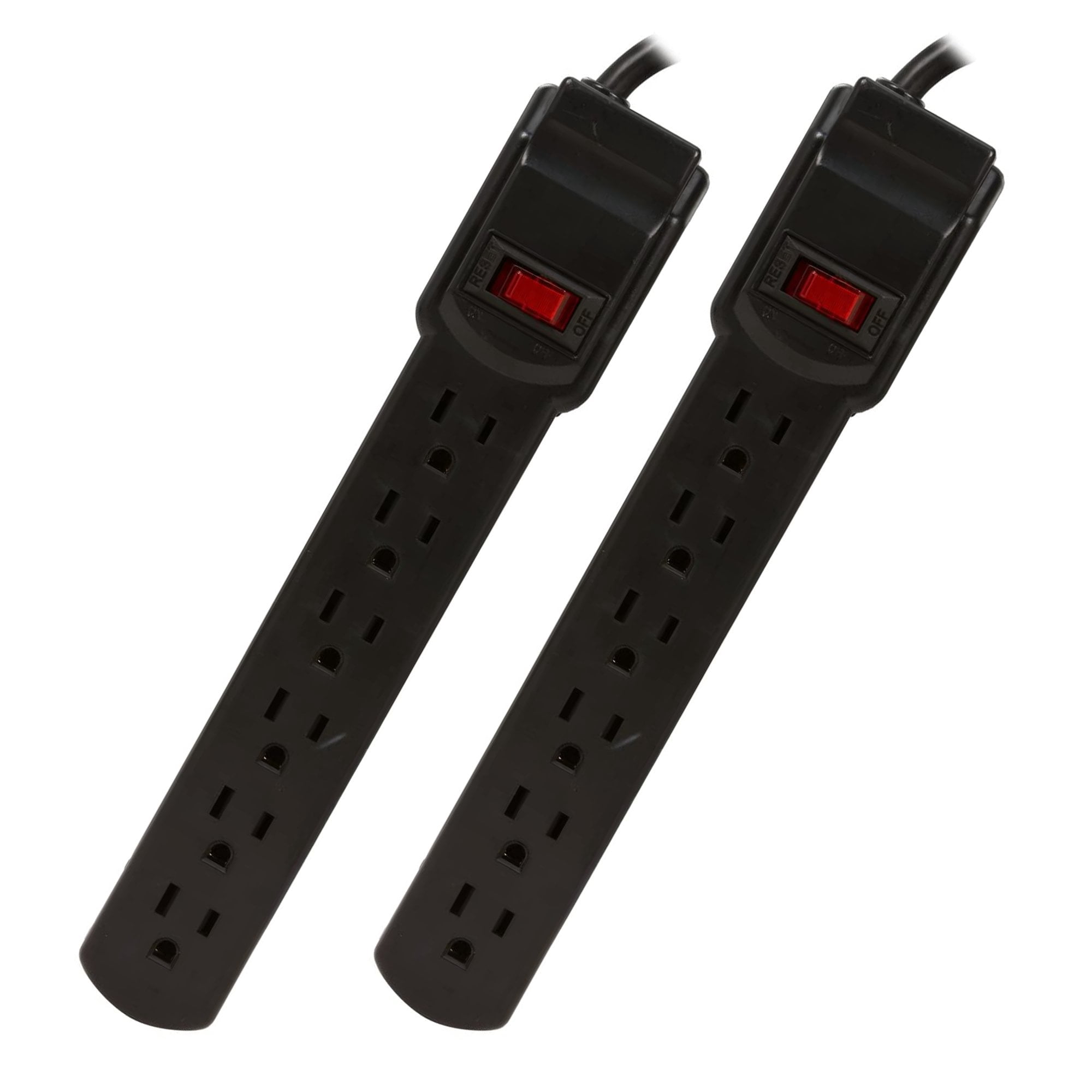 Wideskall 2-Packs 1 Feet 6 Outlets Built-in Safety Circuit Breaker ...