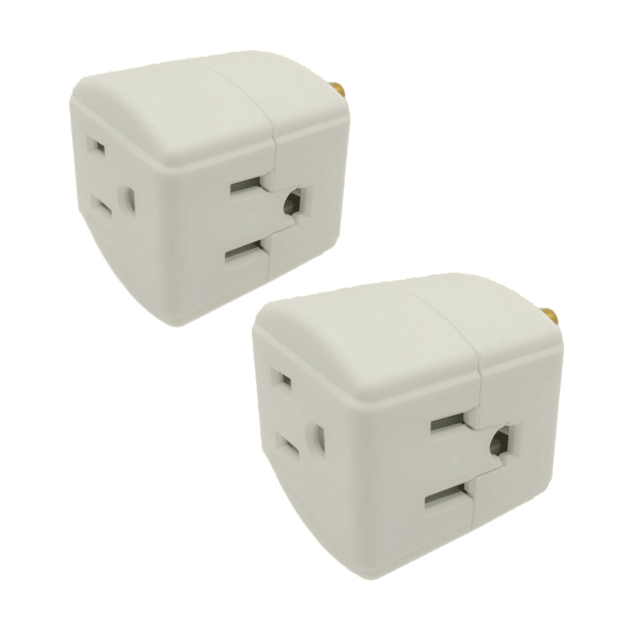 Wideskall 2-Packs Grounded 3 Outlet ETL Certified Cube Wall Tap Adapter ...