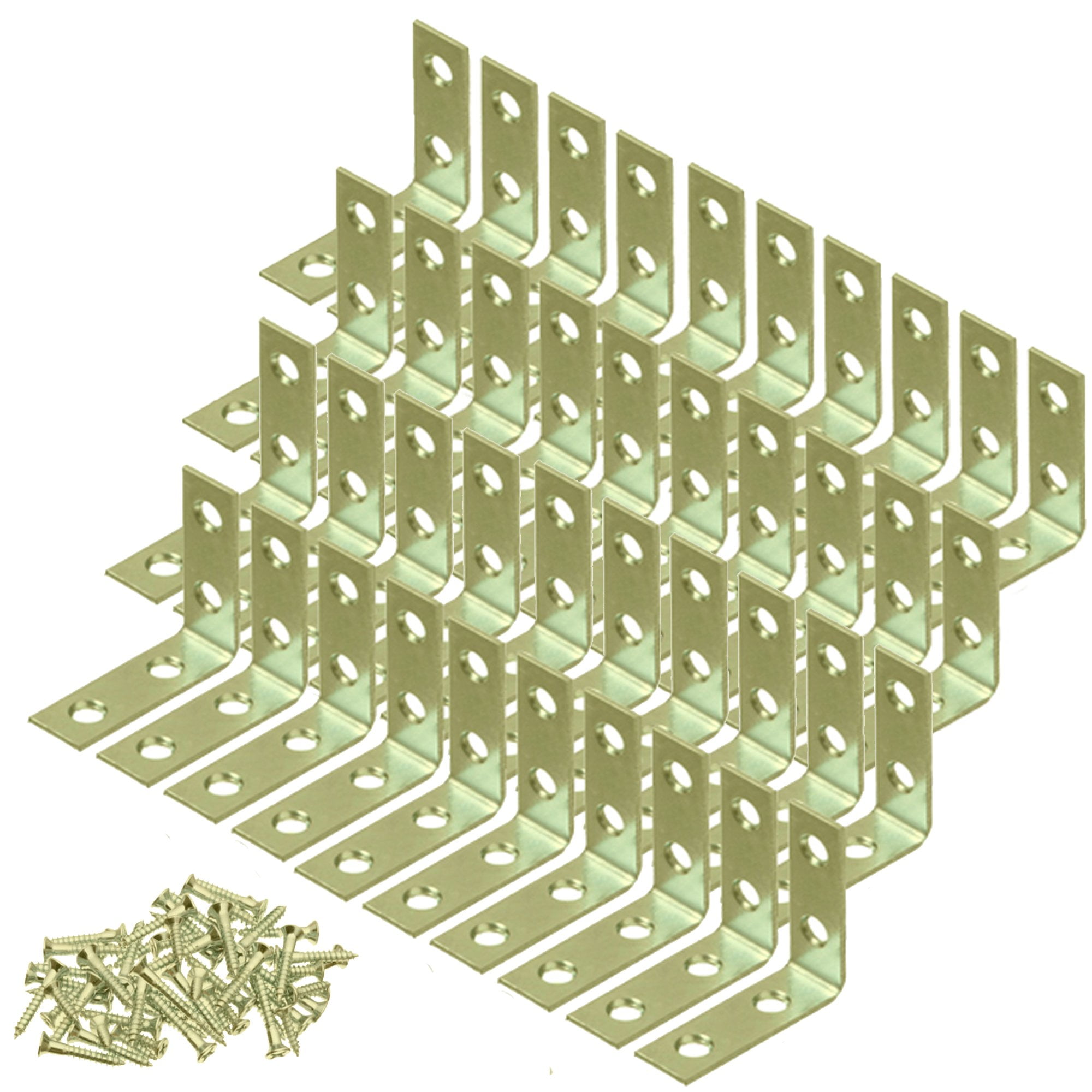 Wideskall 2" inch Corner Brace Angle Repair Bracket Bright Brass w ...