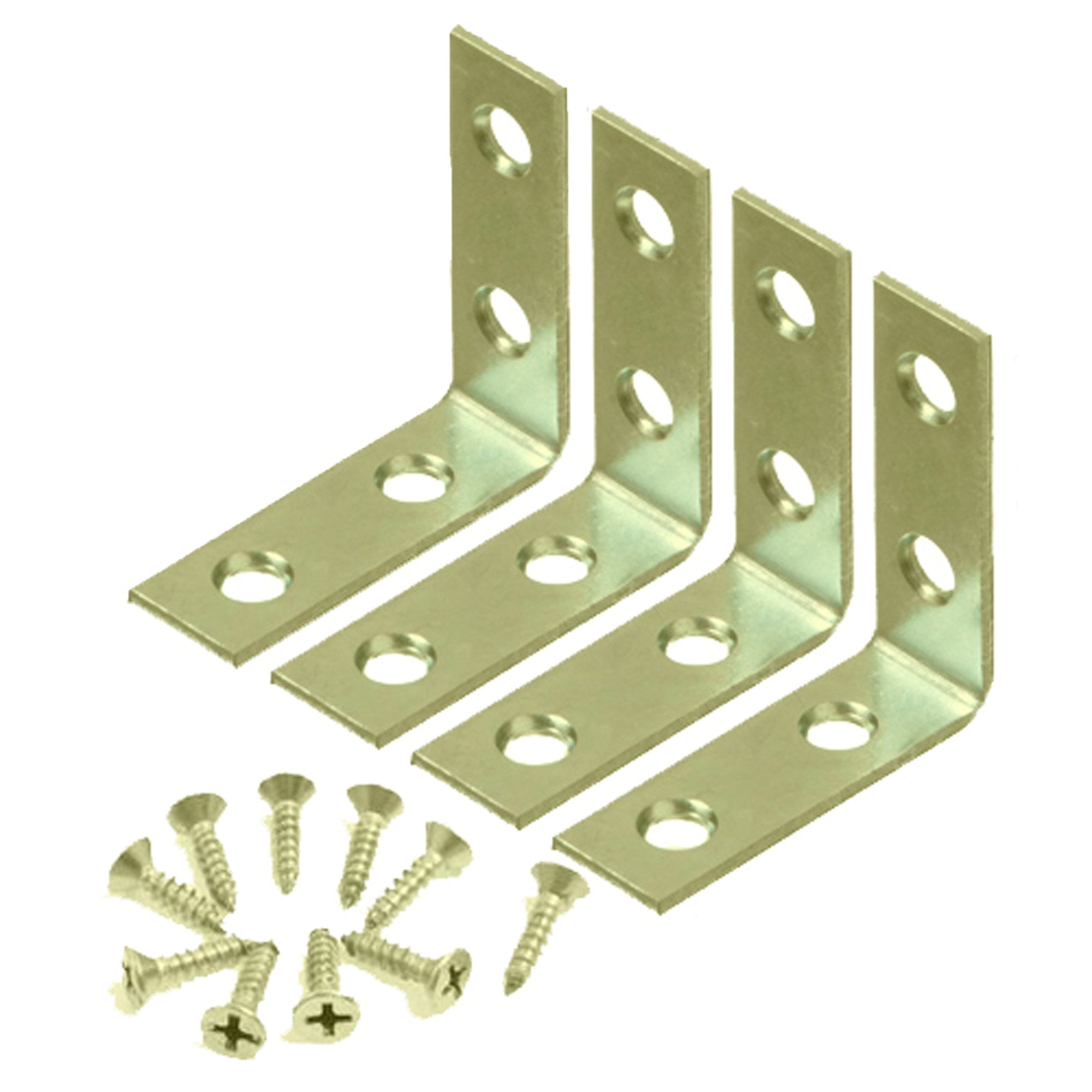 Wideskall 2" inch Corner Brace Angle Repair Bracket Bright Brass w ...