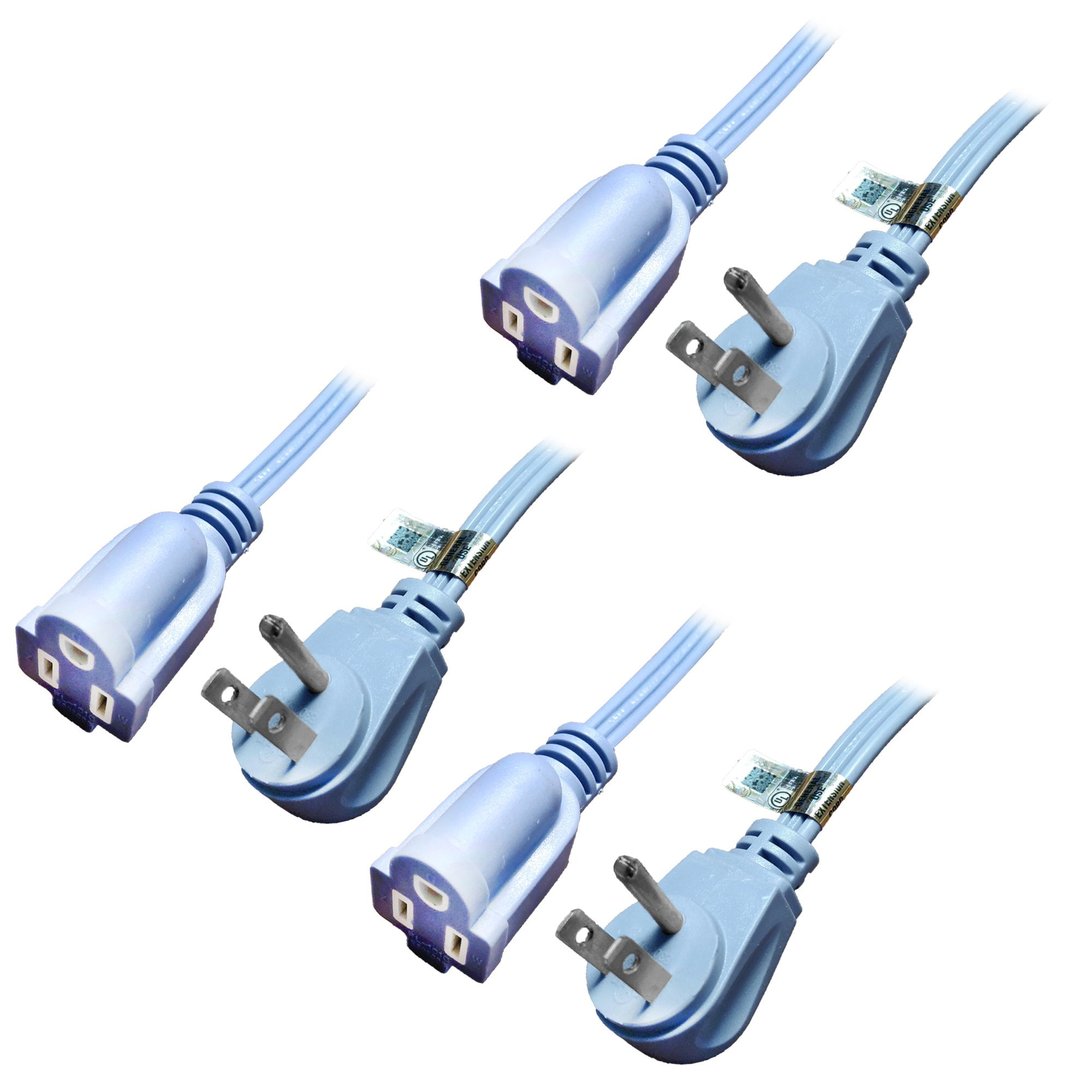 Wideskall 3-Pack 9 Feet Appliance 3 Prong Angle Plug UL Listed Indoor ...