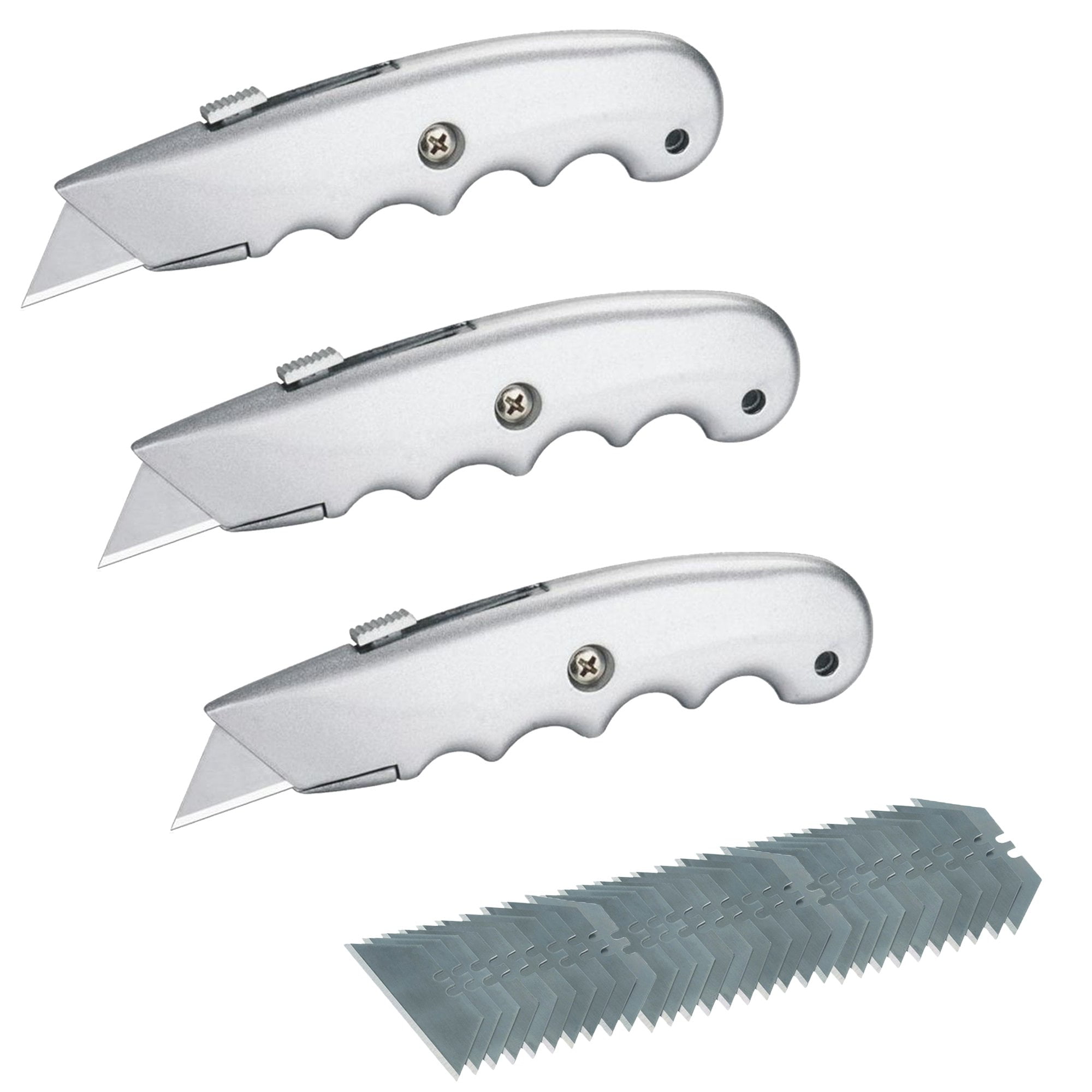 Wideskall 3-Pack Heavy Duty Contoured Handle Retractable Blade Utility ...