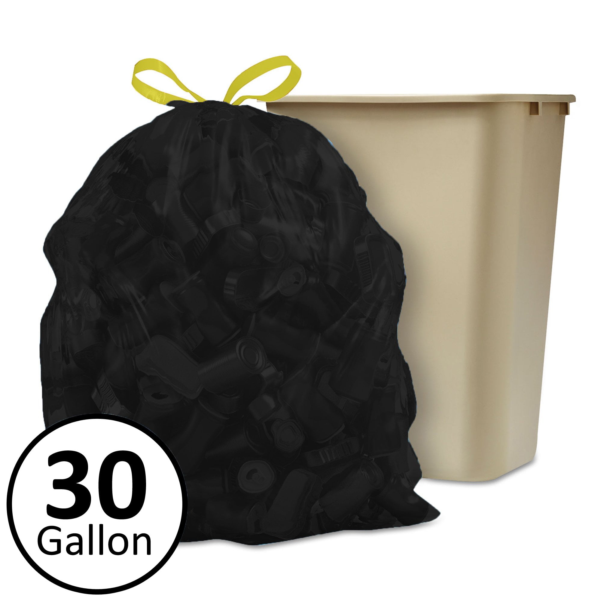 Wideskall 30 Gallon Heavy Duty Commercial Kitchen Garbage Drawstring ...