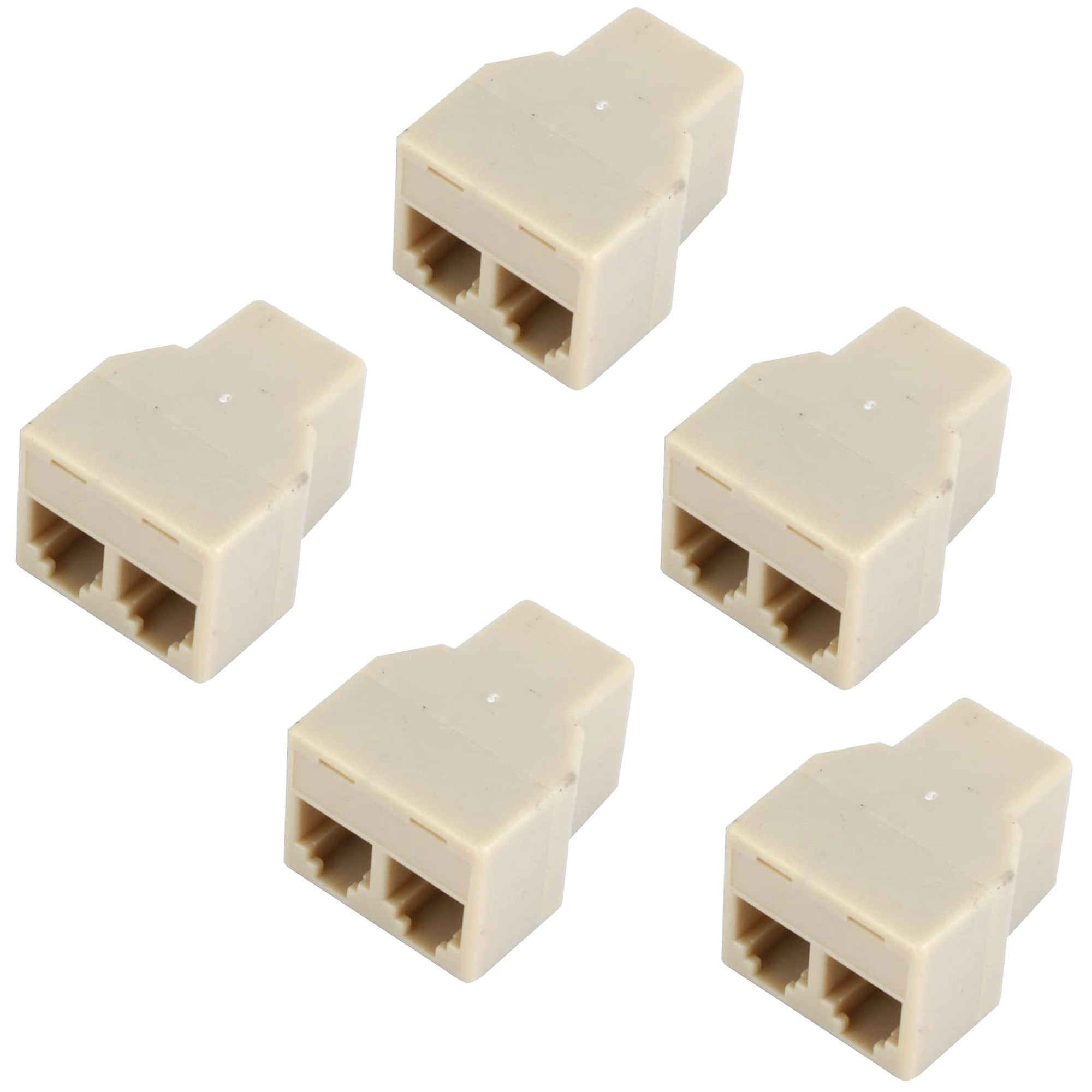 Wideskall 5-Pack 2 Way RJ-11 Telephone Jack 4 Conductor 6P4C Splitter ...