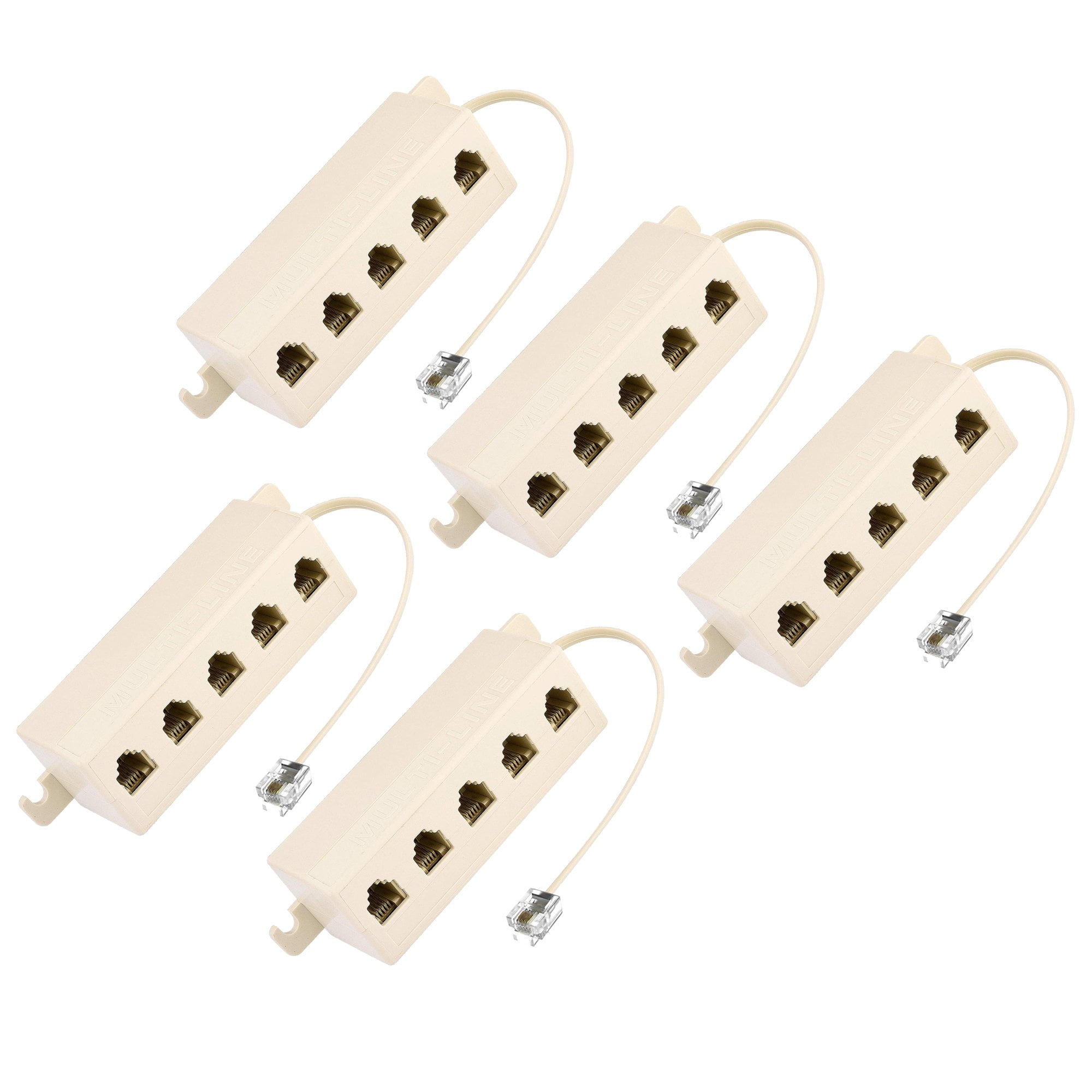 Wideskall 5-Pack 5 Outlets RJ-11 Telephone Jack 4 Conductor 6P4C ...