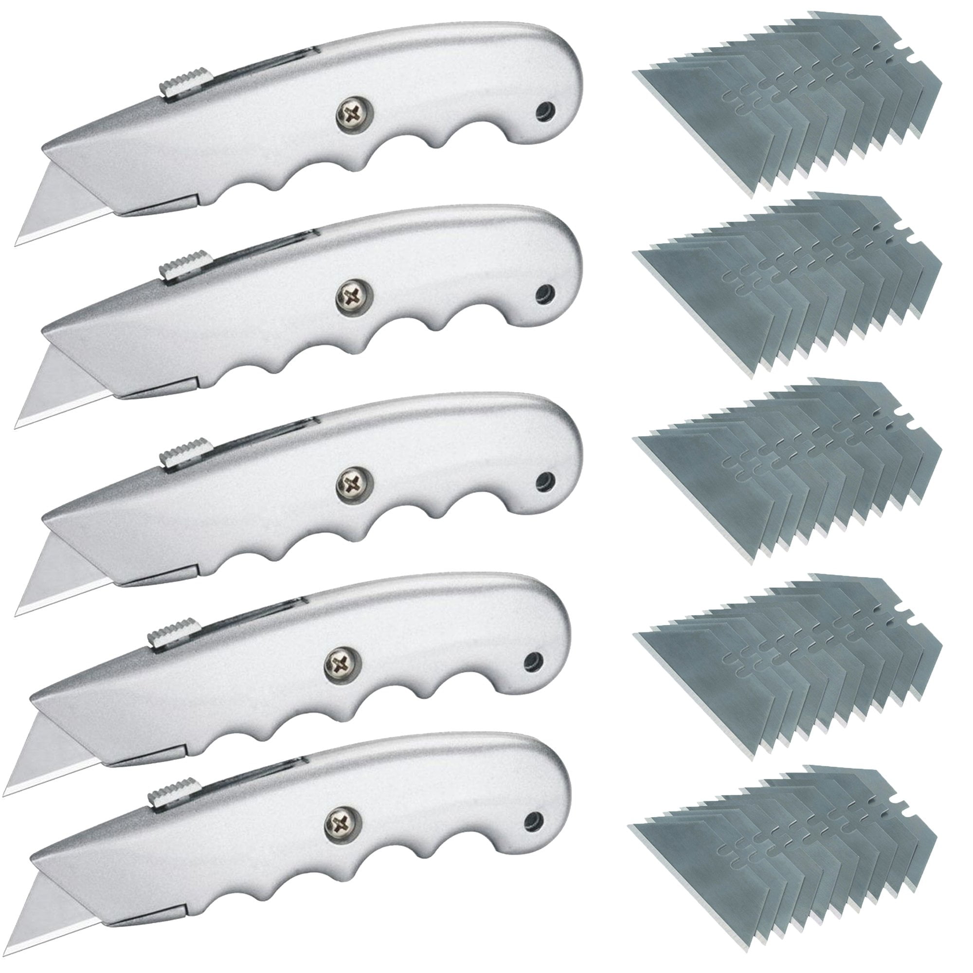 Wideskall 5-Pack Heavy Duty Contoured Handle Retractable Blade Utility ...