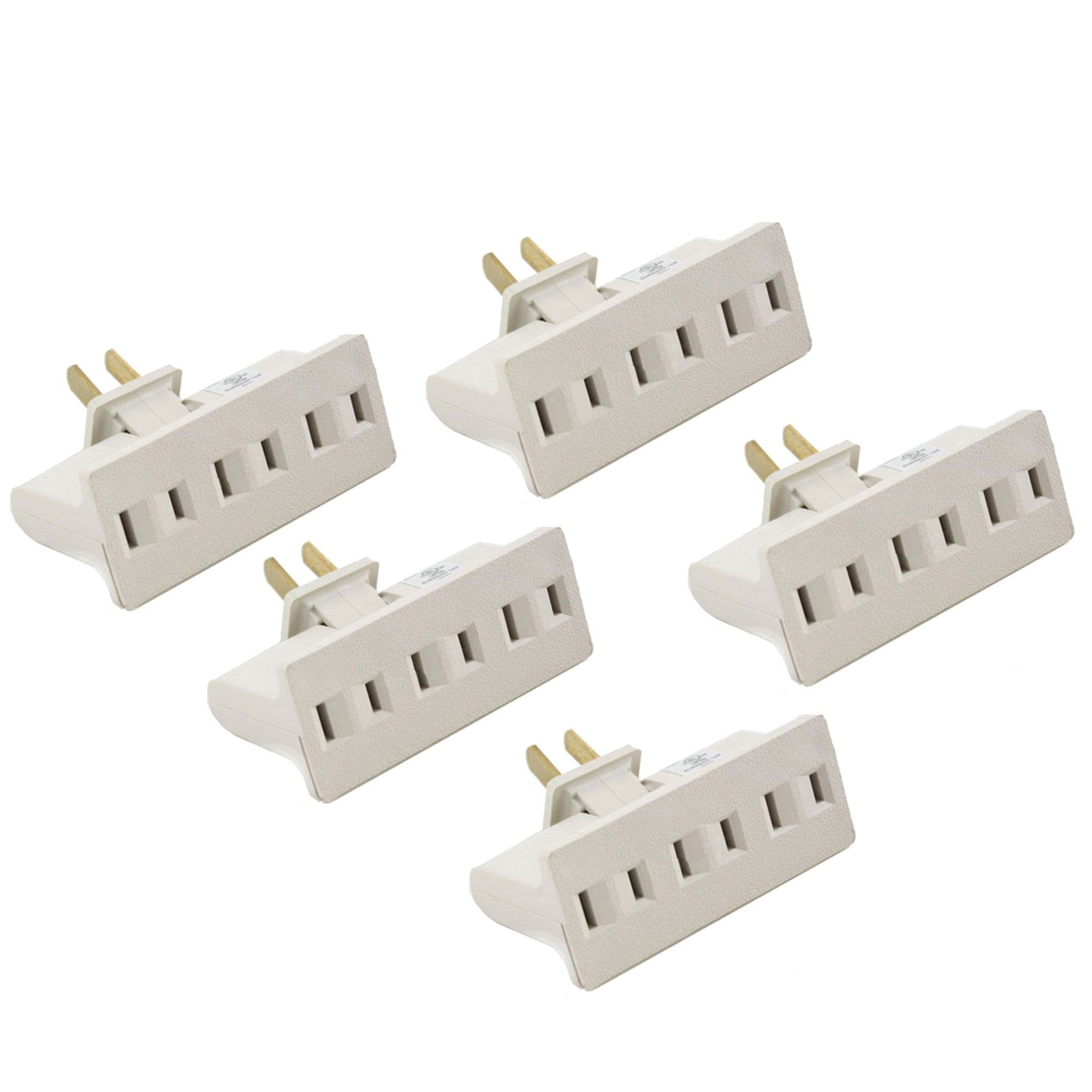Wideskall 5-Packs 2 Prong 3 Outlet UL Certified Swivel Wall Tap ...