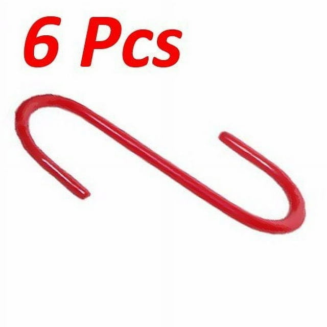 Wideskall 5" inch Metal S Shaped Type Utility Hooks with Red PVC Coated ...