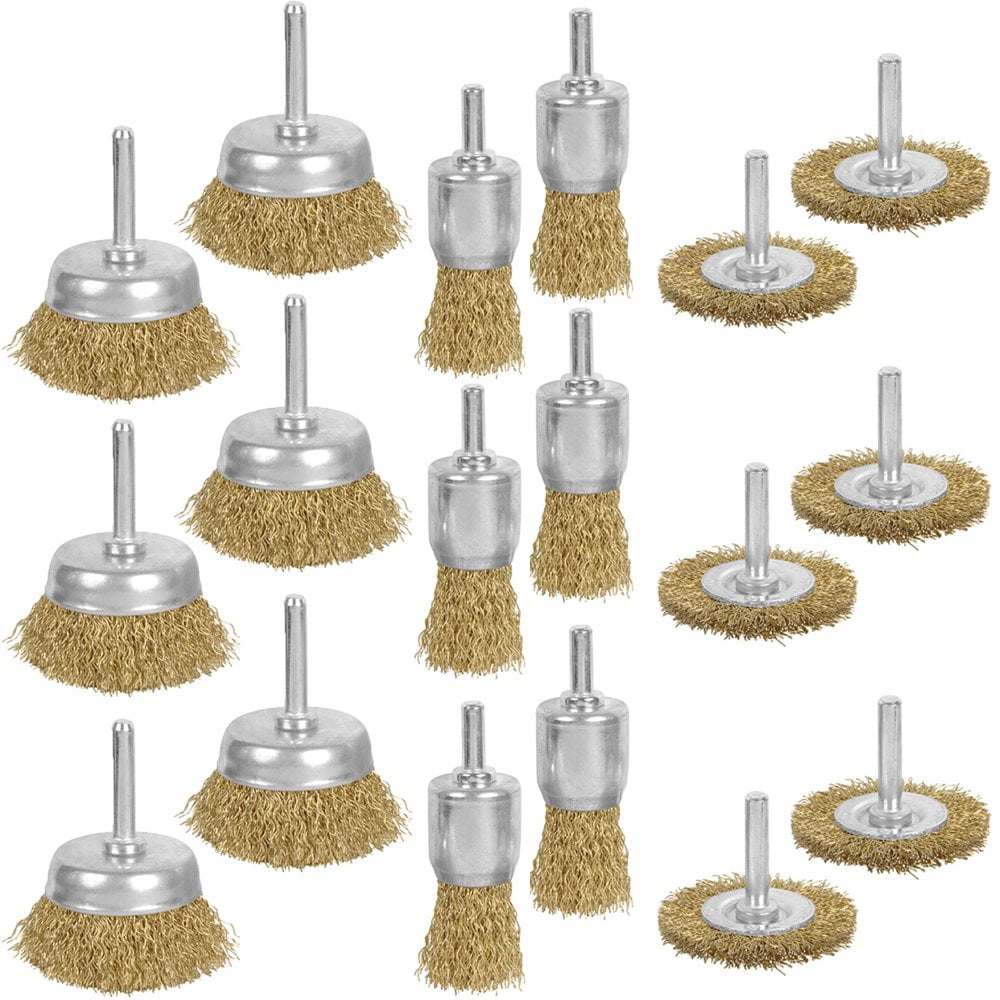 Wideskall 6-Packs Brass Wheel & Cup Wire Brush Drill Bit Set for Rust ...