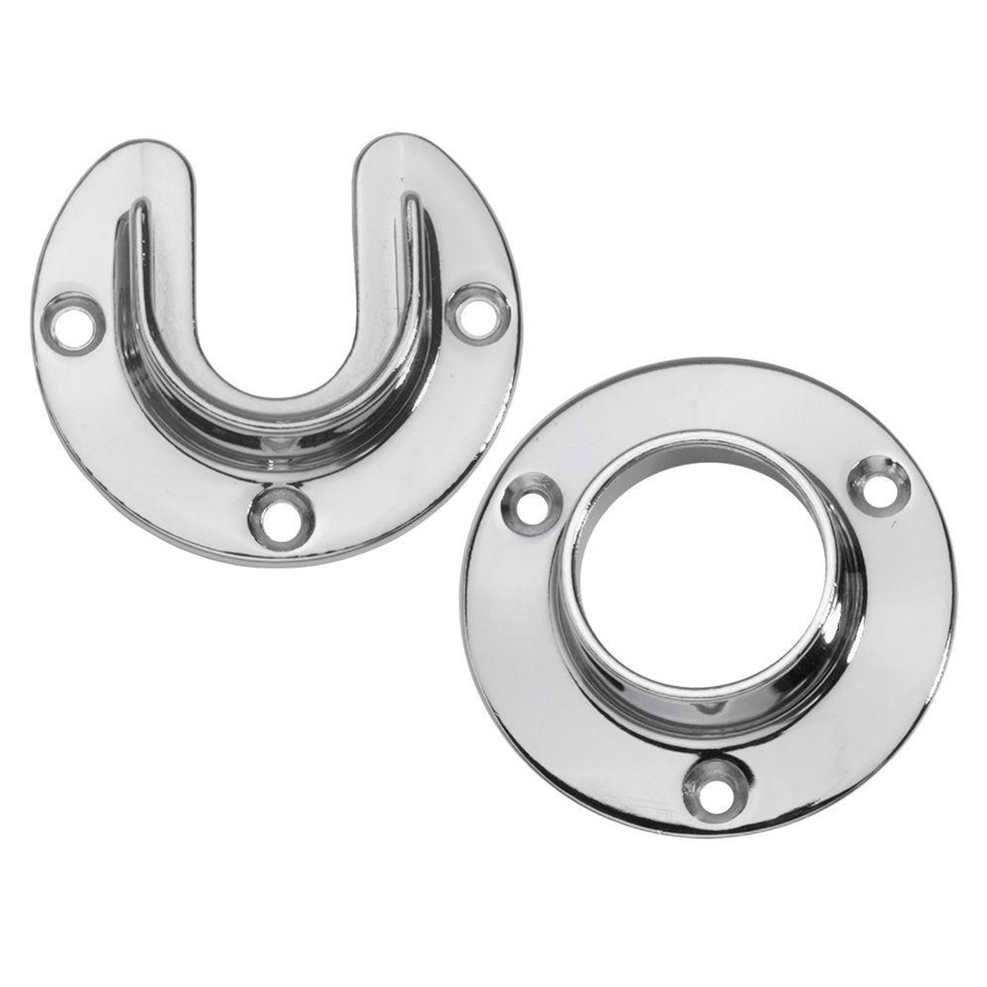 Wideskall Heavy Duty Stainless Steel Closet Pole Sockets Rod End ...