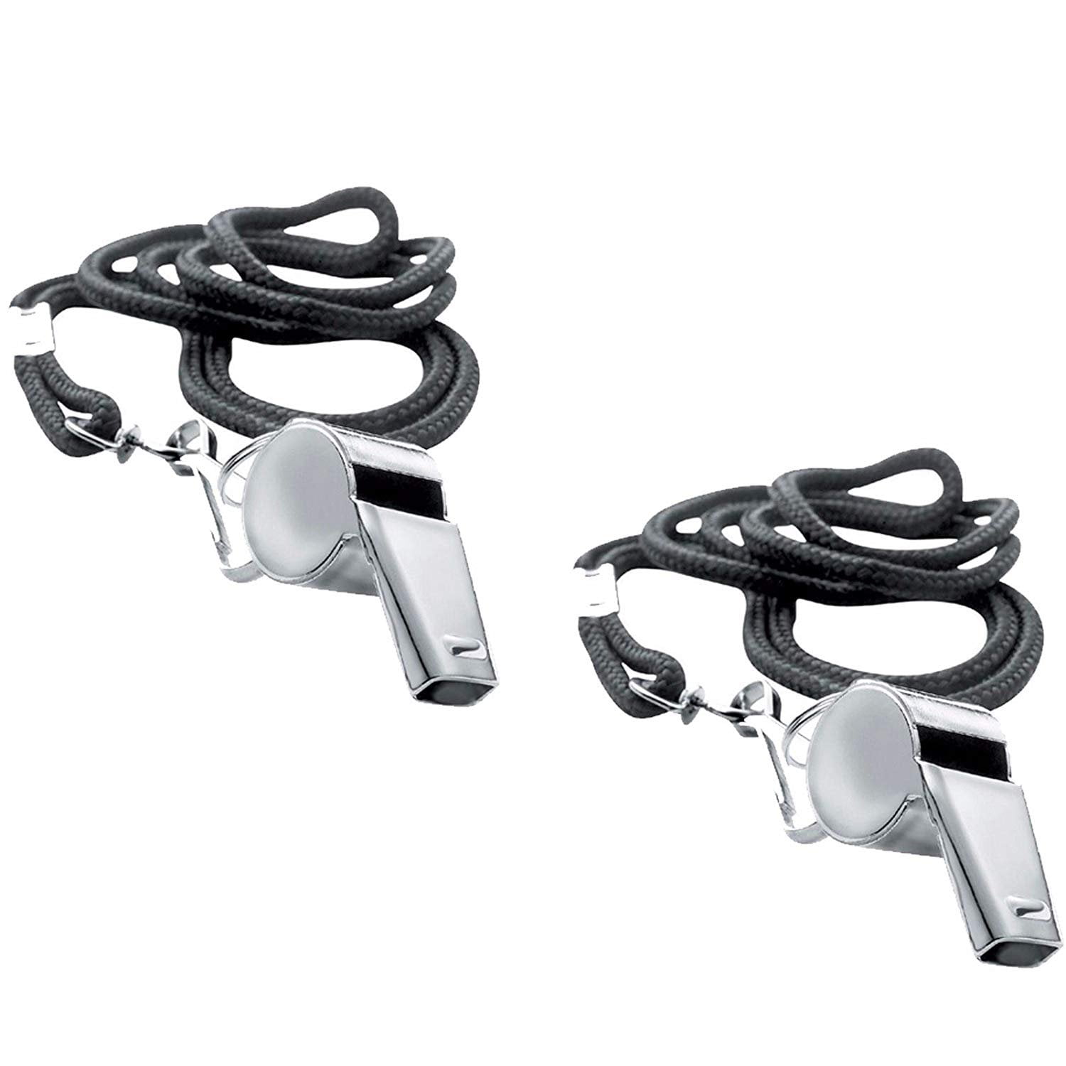 Wideskall Metal Referee Whistle with Lanyard, Emergency Survival, Black ...