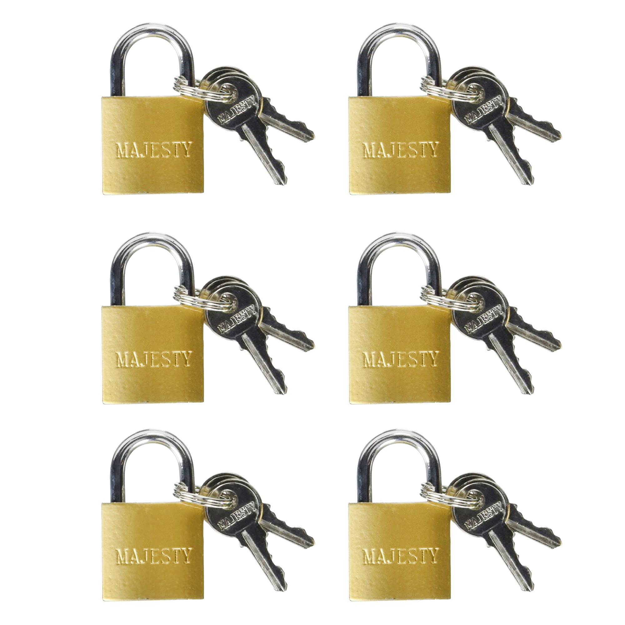 Wideskall 6 Pcs 25mm Solid Brass Mini Padlock Set Pad Locks w/ 2 Keys ...