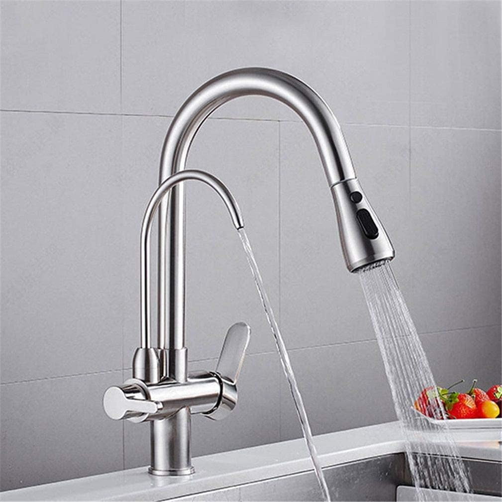 Widespread Faucets, 3 Way Purifier Kitchen Faucet Pull Out Dual Handle ...