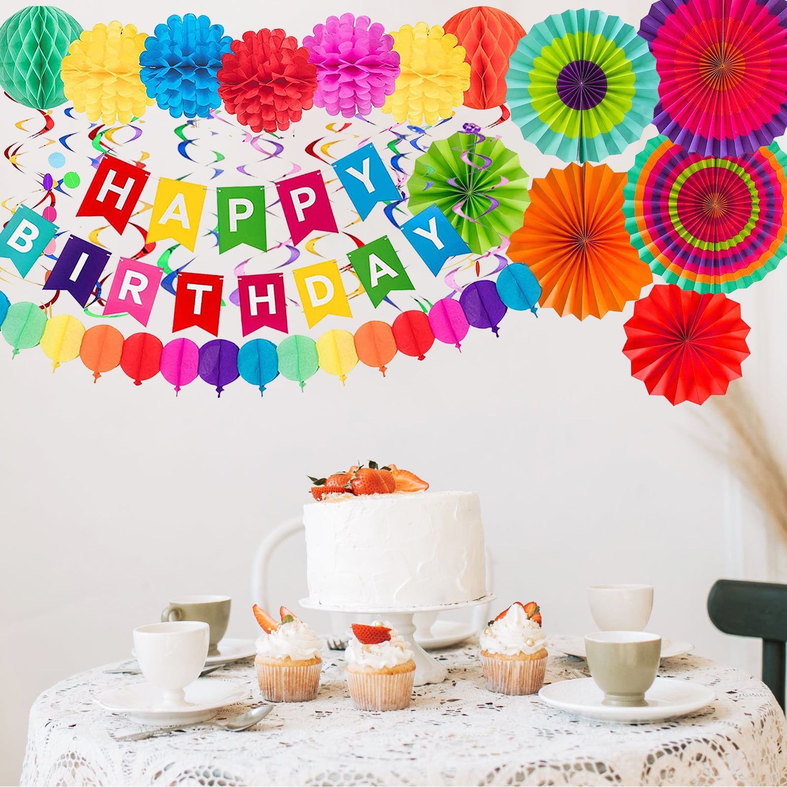 Widget,Paper Fans Swirls Balls Paper Pompoms Party Decorations Supplies ...
