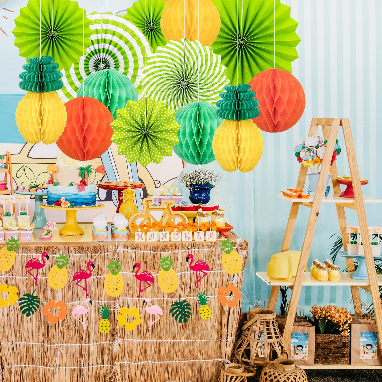 Widget,Party Set Birthday Paper Fans Hawaiian Party Luau Themed Party ...