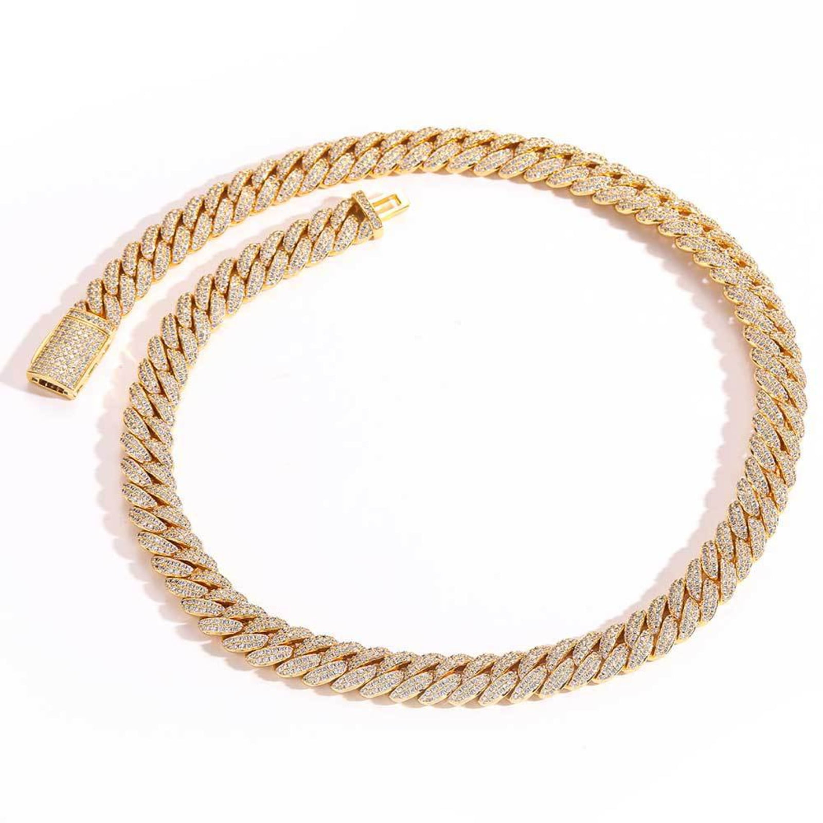 Width 10MM Big Iced Out Chain Link Necklaces, Solid Thick Hip Hop Miami ...